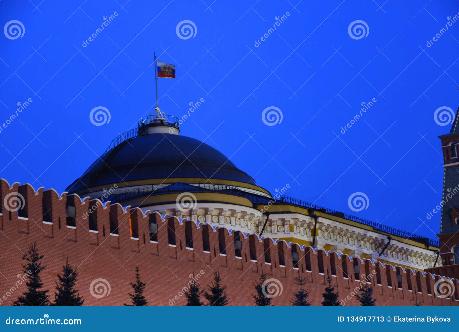 Moscow Kremlin and Red Square at Night. Stock Image - Image of blue ...