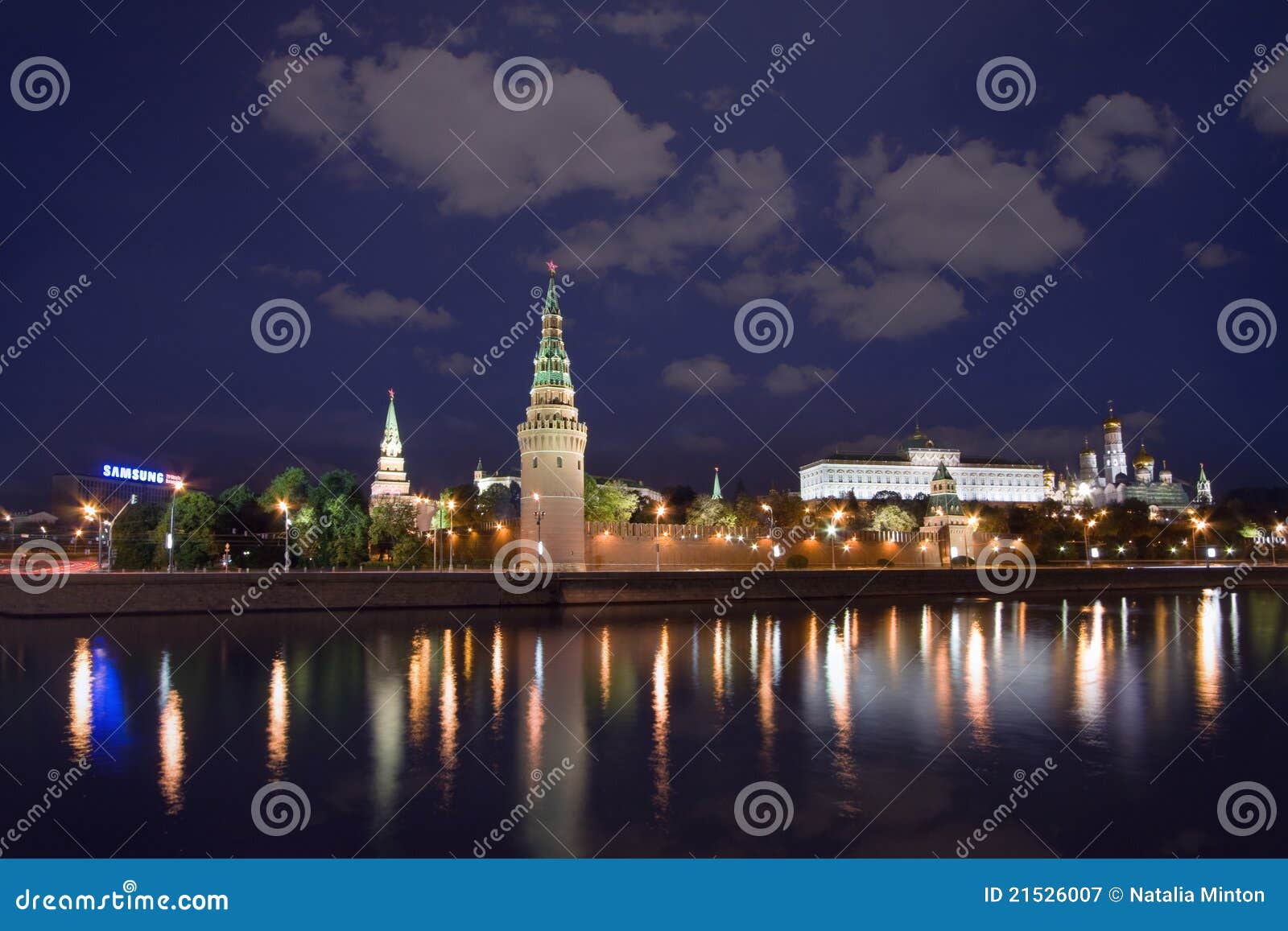 Moscow, Kremlin Skyline at Night Stock Image - Image of night, brick ...