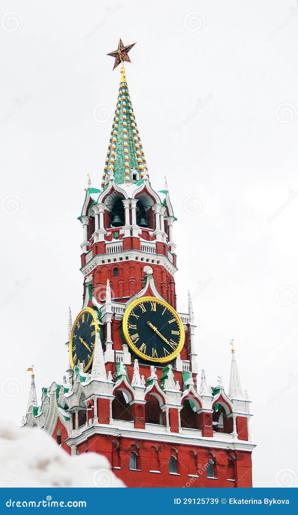 Moscow Kremlin. Spasskaya Tower, Clock Stock Image - Image of facade ...