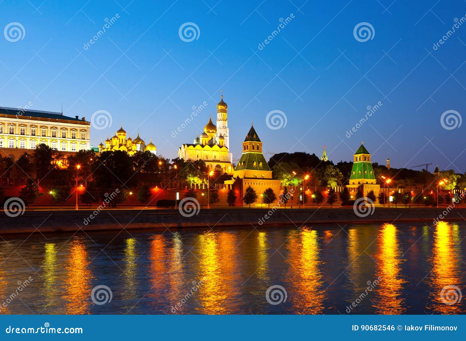 Moscow Kremlin in Summer Night Stock Photo - Image of building, palace ...