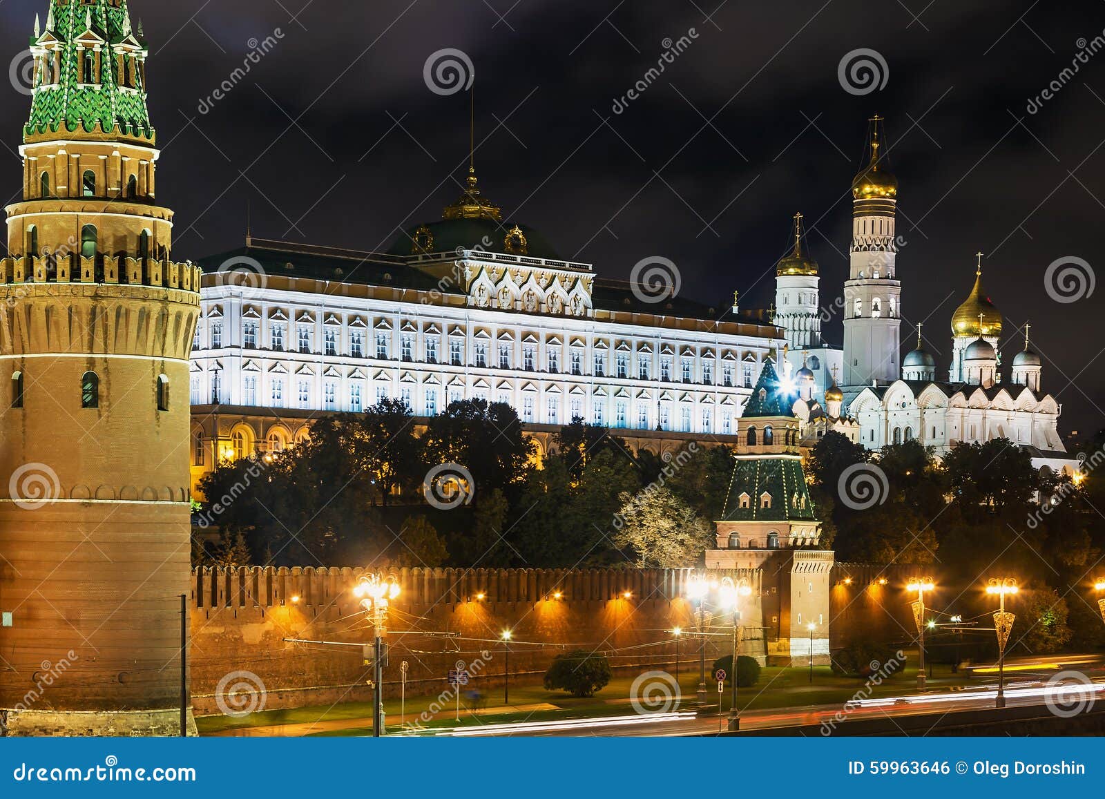 Moscow Kremlin View at Night Stock Photo - Image of night, church: 59963646