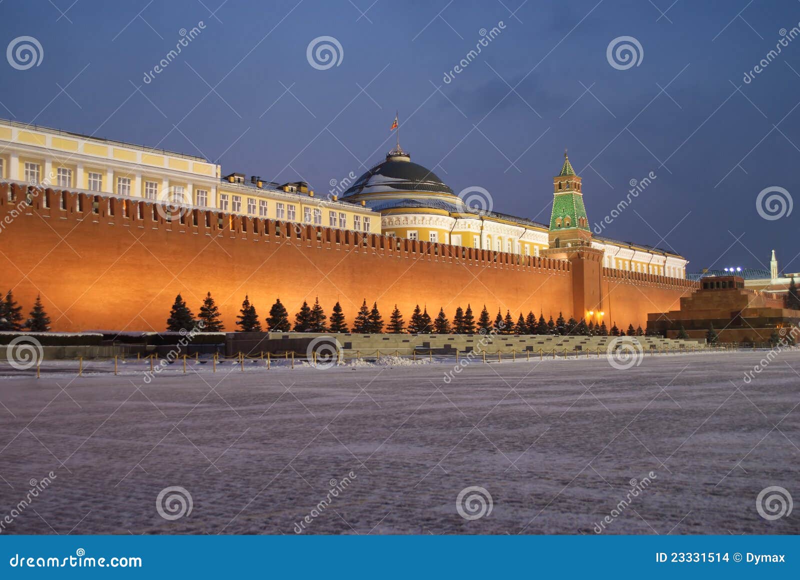Moscow Kremlin Wall on Red Square at Winter Night Stock Photo - Image ...