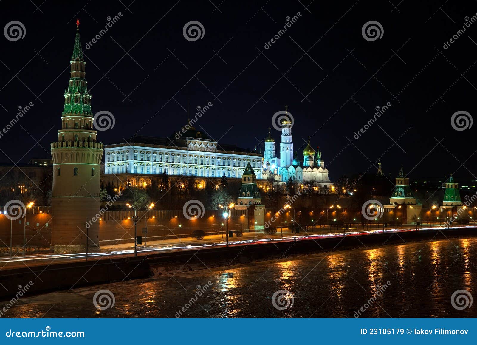 Moscow Kremlin in Winter Night Stock Image - Image of building, culture ...