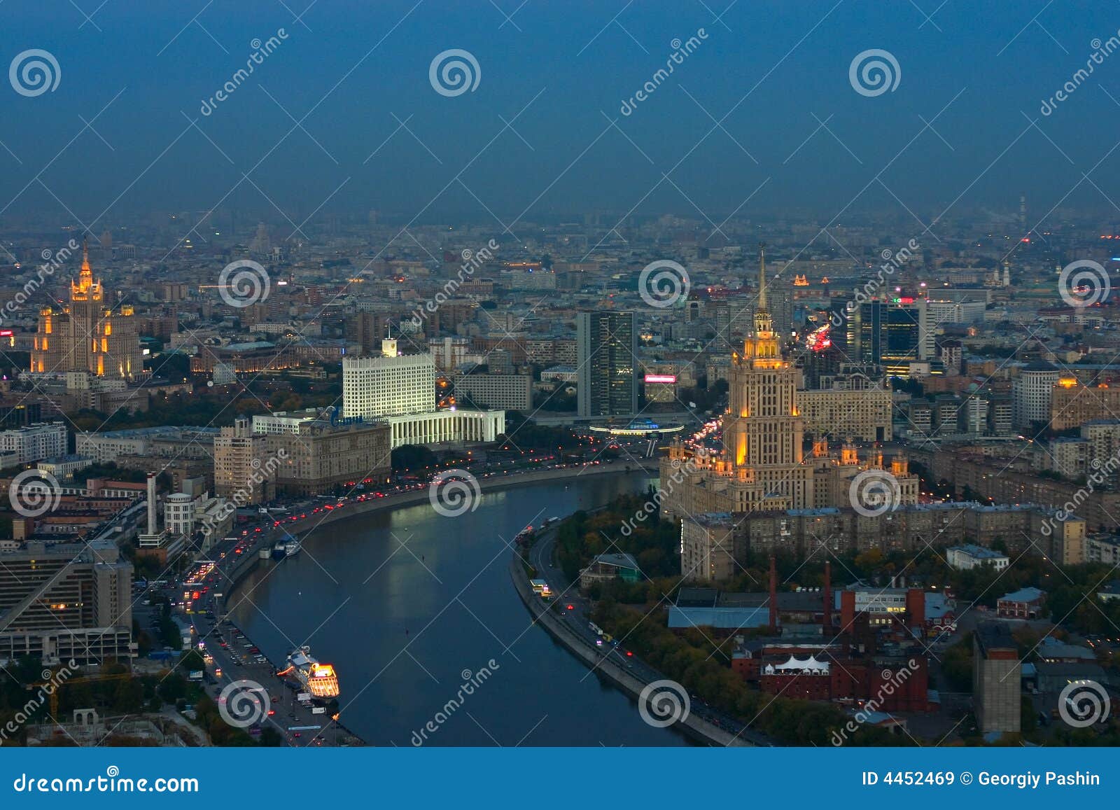 Moscow landscape at night stock image. Image of evening - 4452469