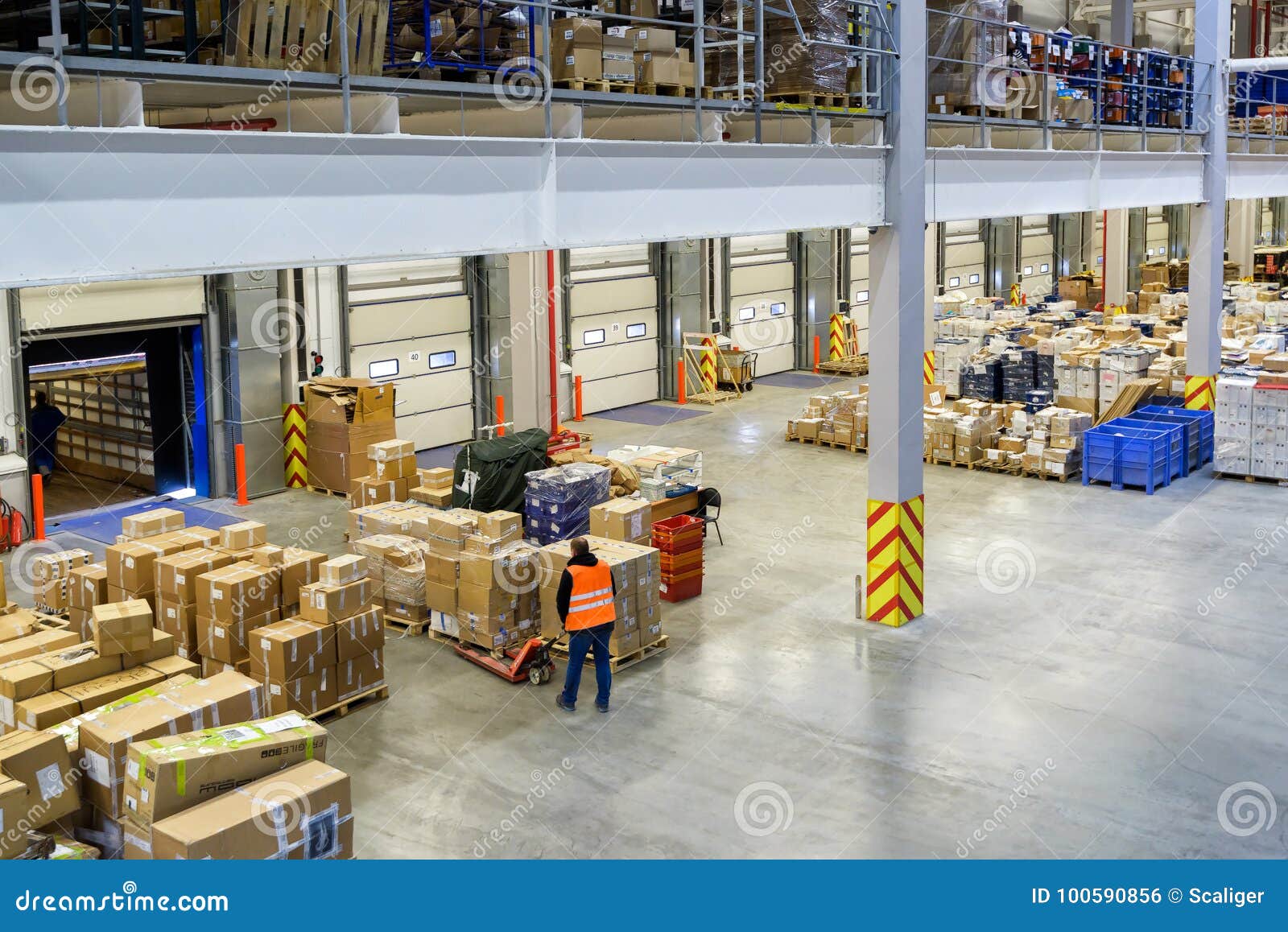 Loading in the Large Modern Warehouse Editorial Photo - Image of crate ...