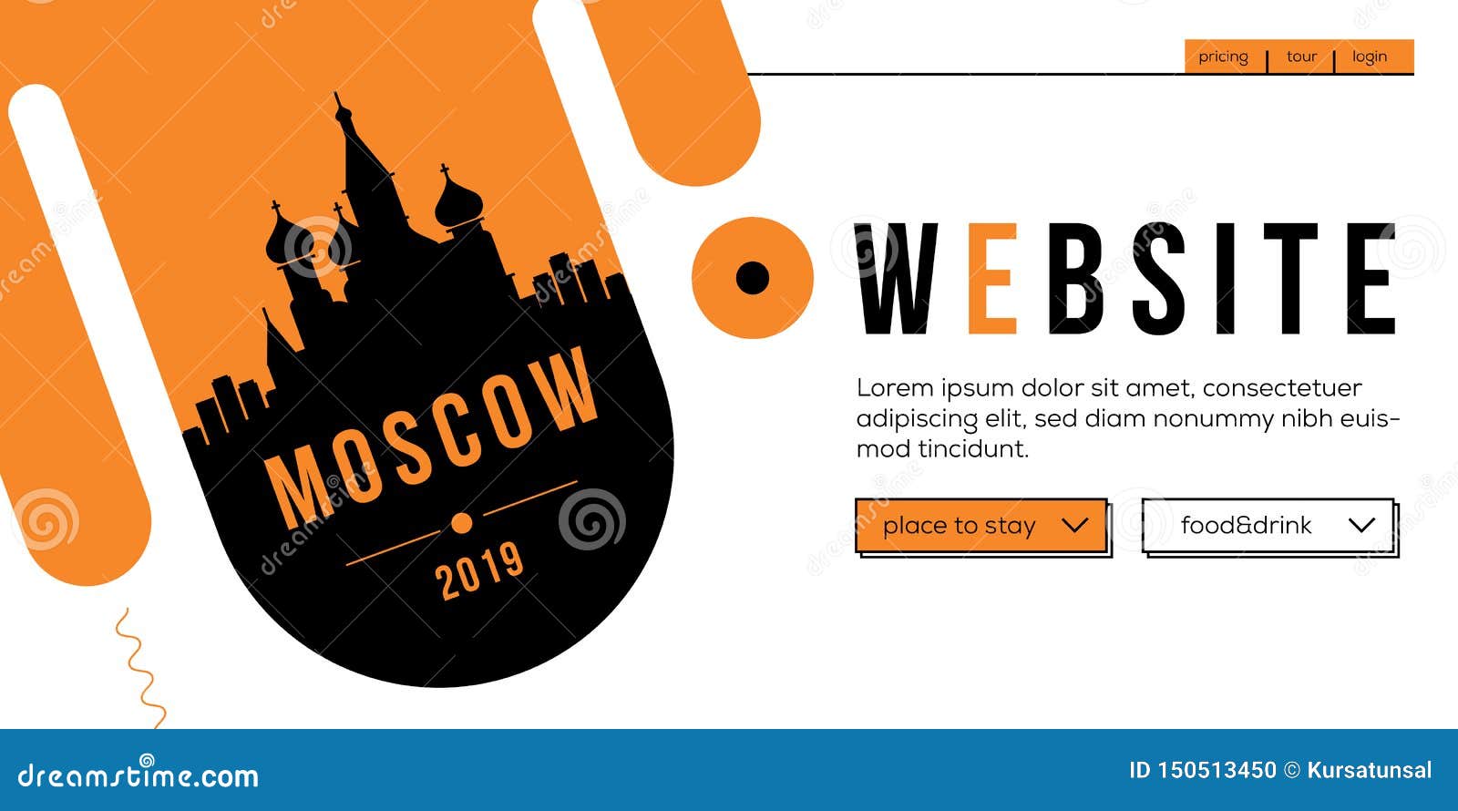 Moscow Modern Web Banner Design with Vector Linear Skyline Stock ...