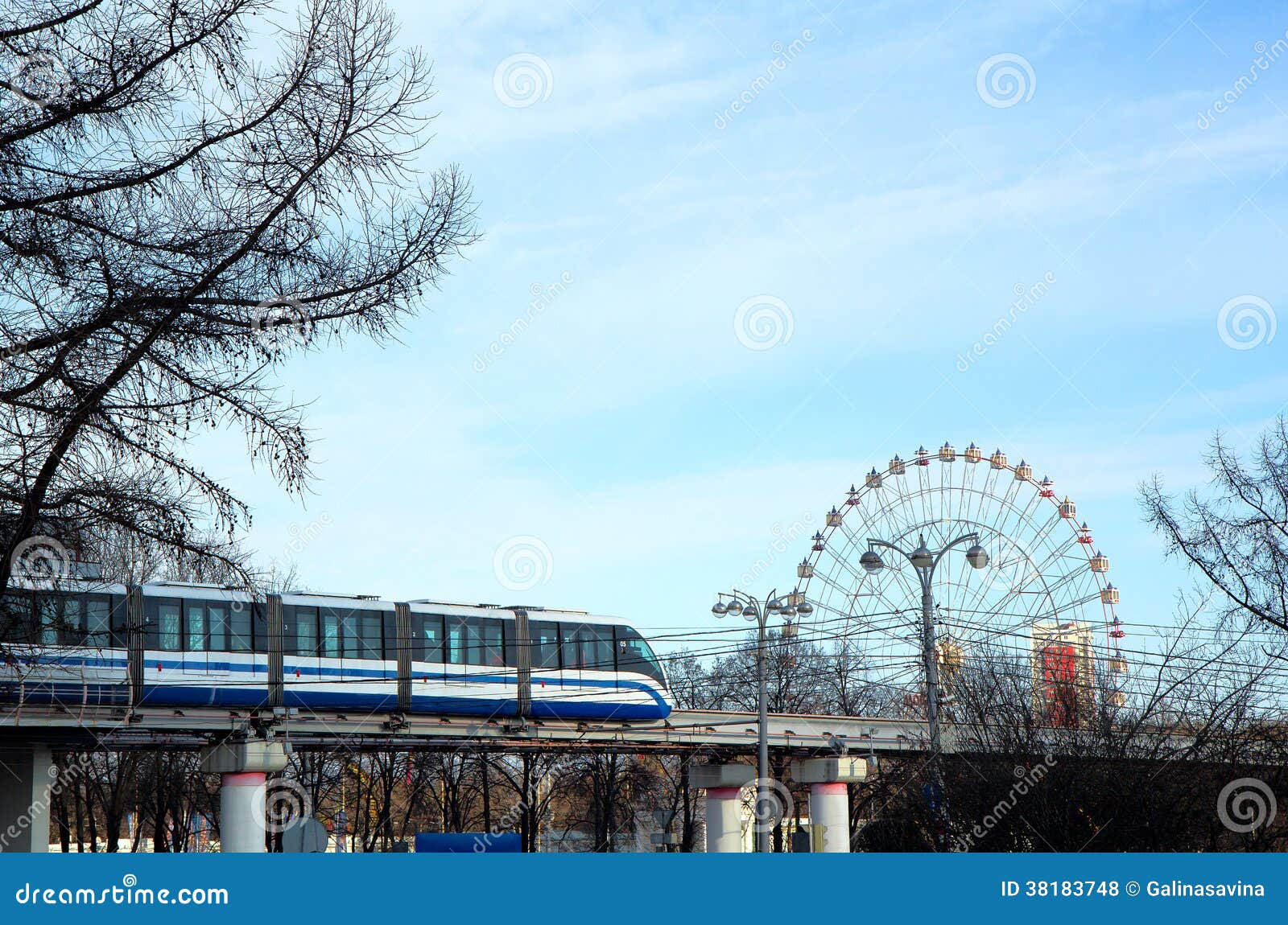 Moscow. Monorail stock photo. Image of train, cars, europe - 38183748