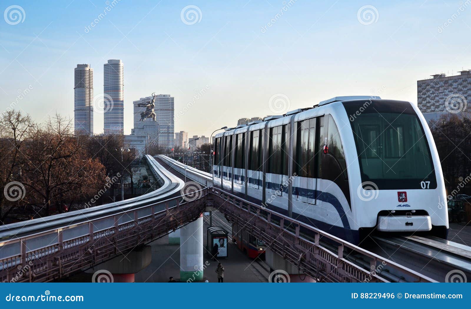 Moscow monorail train editorial photo. Image of urban - 88229496