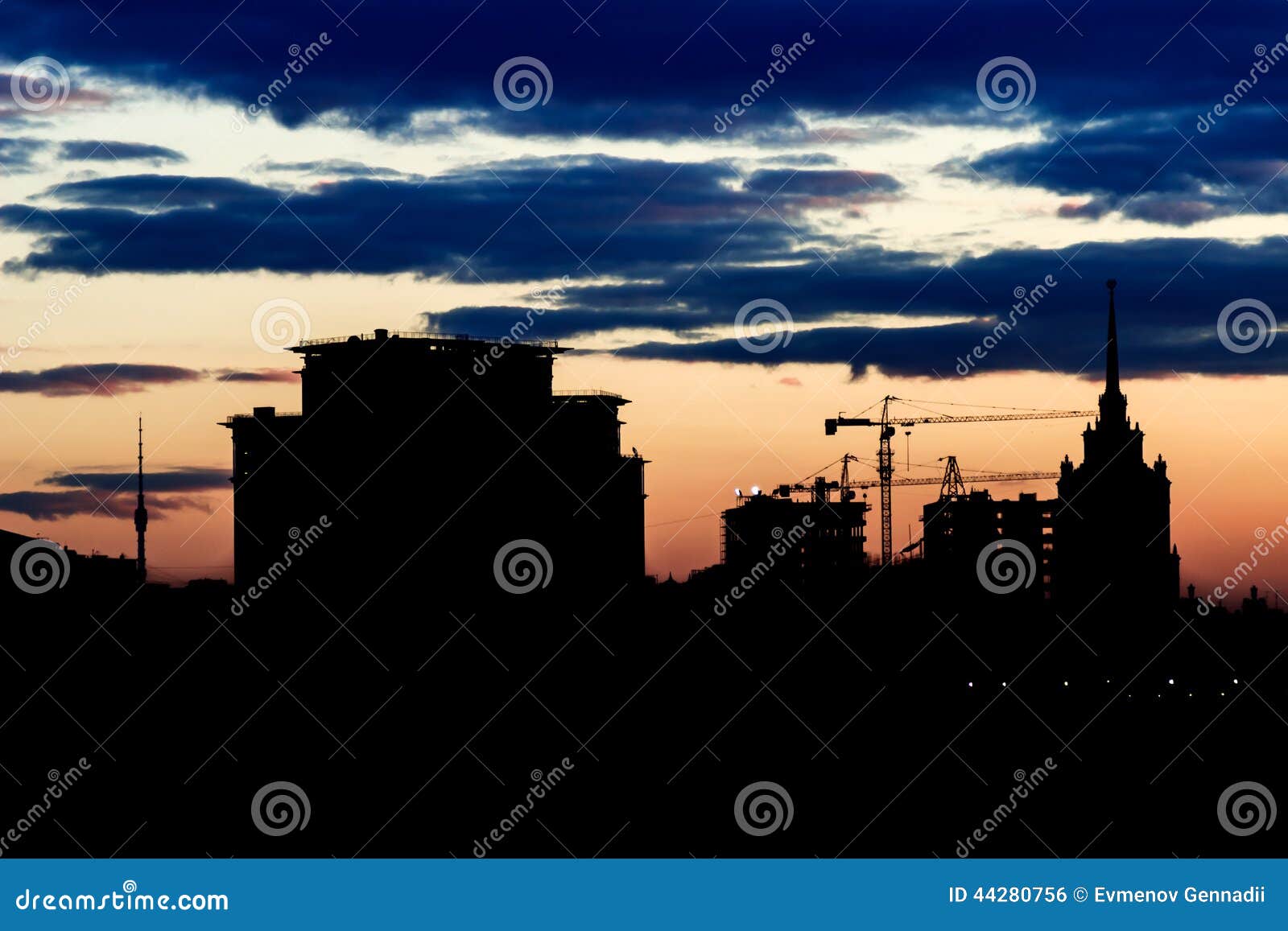 Moscow morning stock photo. Image of skyscrapers, clouds - 44280756