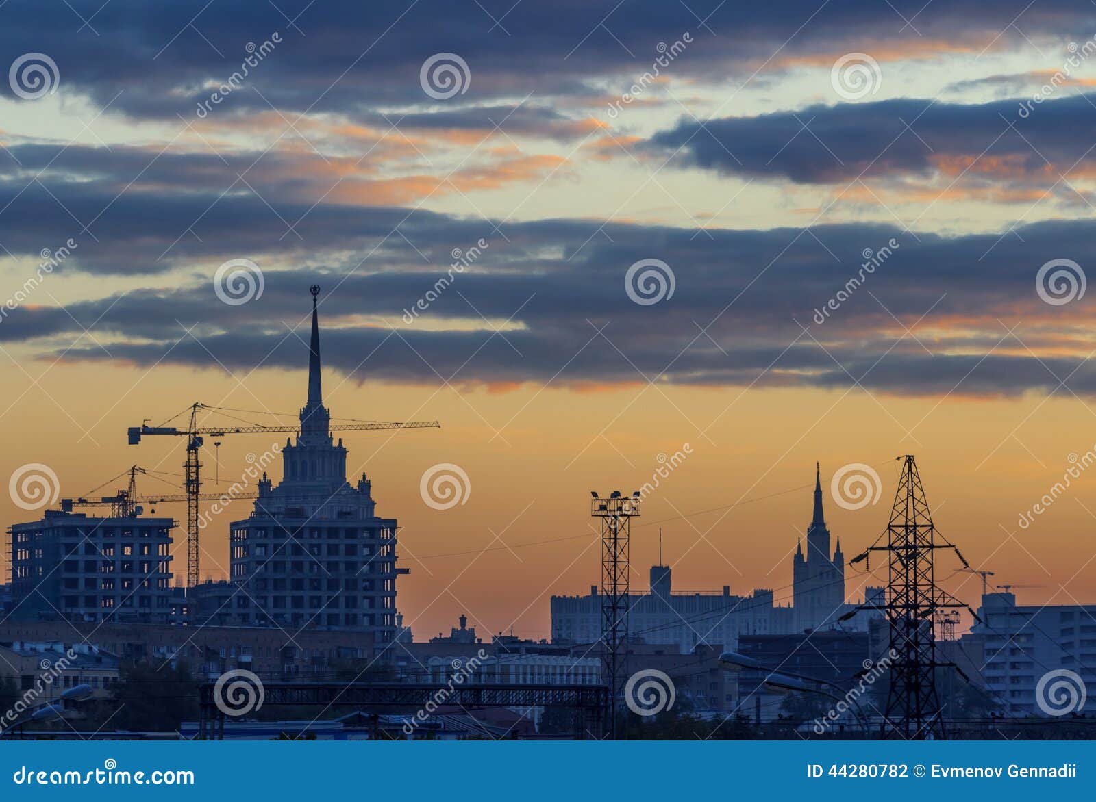 Moscow morning stock photo. Image of paths, moscow, houses - 44280782