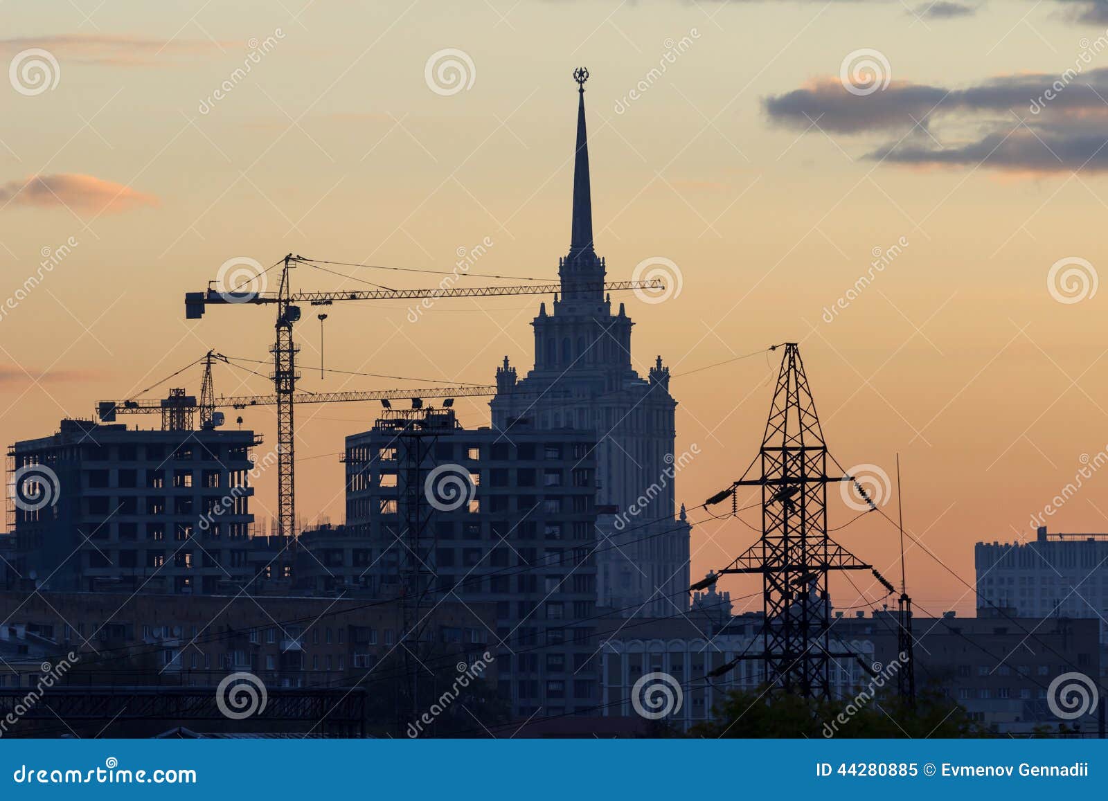 Moscow morning stock image. Image of background, construction - 44280885