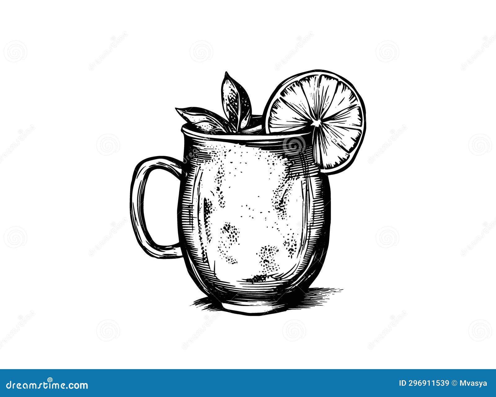 Moscow Mule Cocktail Hand Drawn Drink Vector Illustration. Bar ...