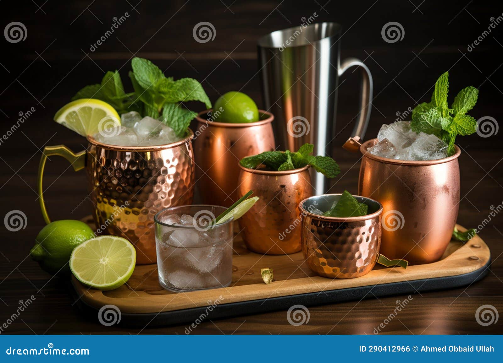 Moscow Mule Cocktail Set. Generative by Ai Stock Photo - Image of ...