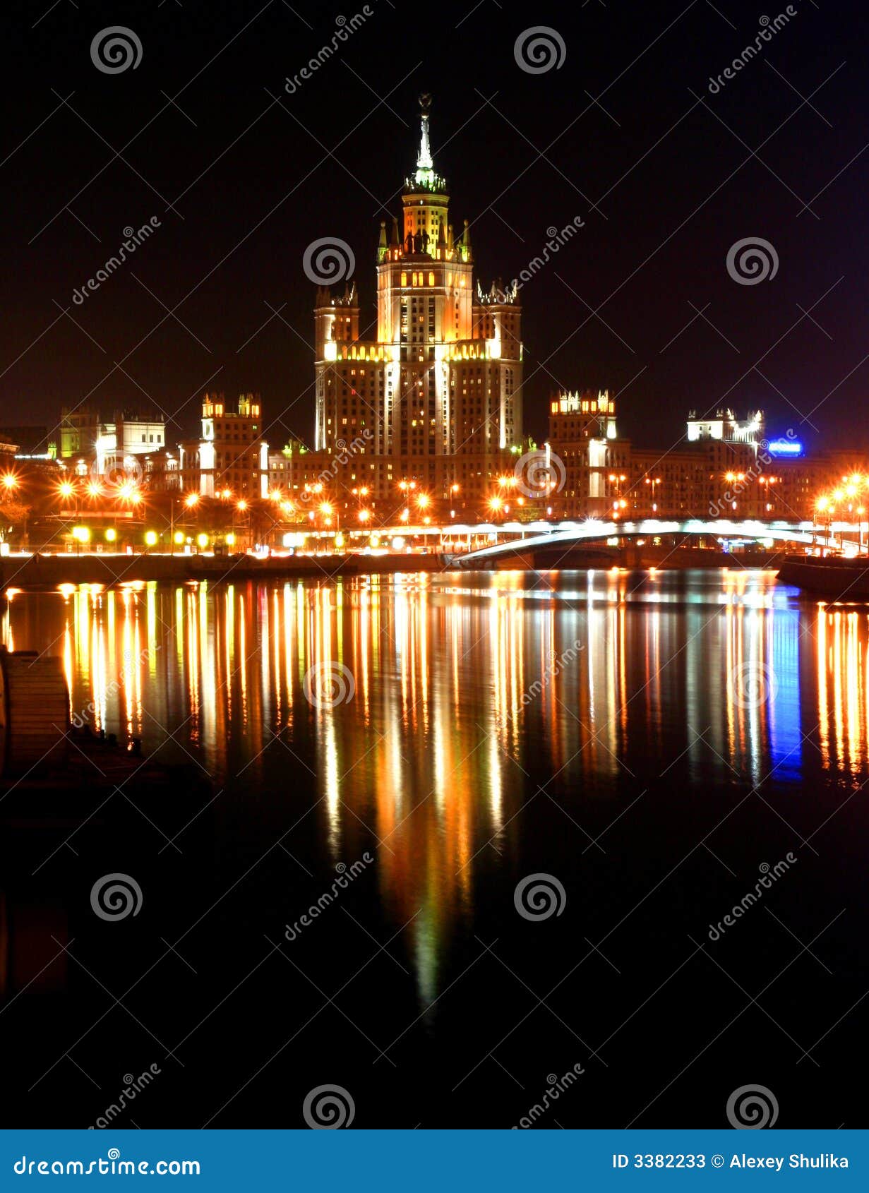 Moscow at night stock image. Image of moscow, reflection - 3382233