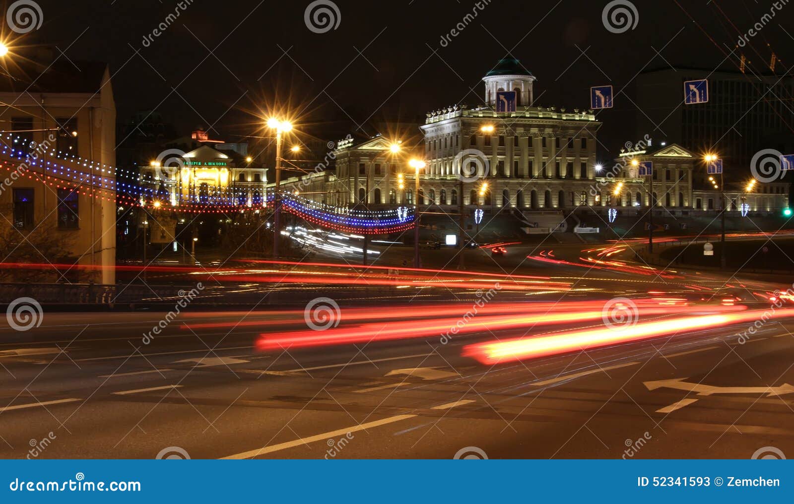 Moscow night scene stock image. Image of transport, move - 52341593