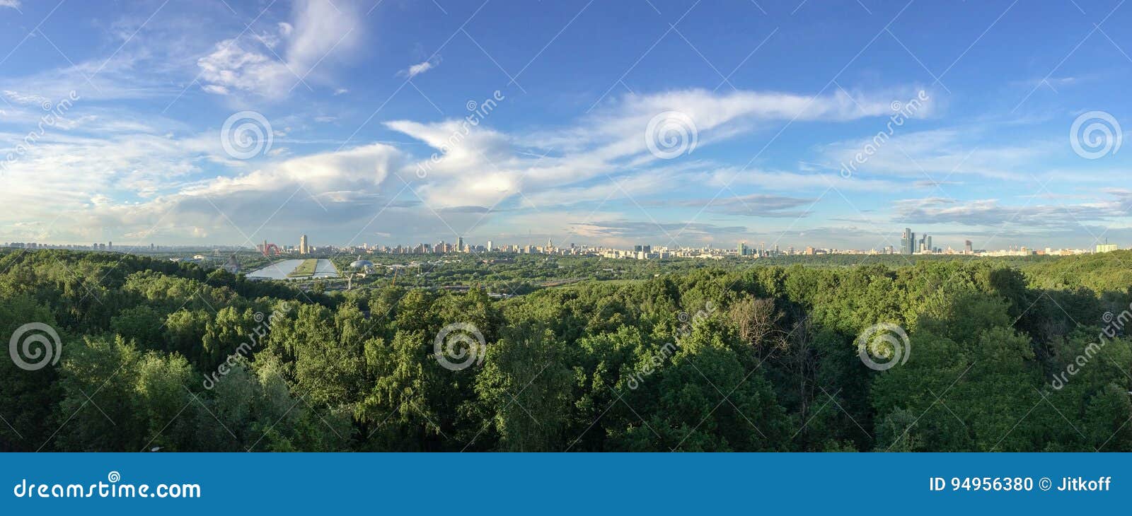 Moscow panorama. stock photo. Image of blue, cloud, sunset - 94956380