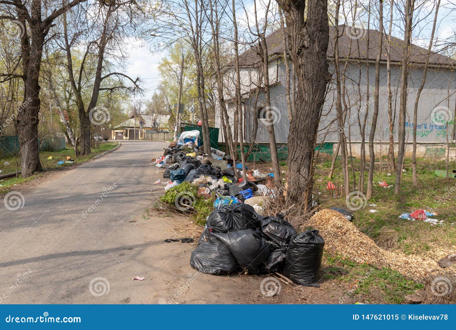 Moscow Region, Russia - April 26, 2019: Garbage Dump on the Side of the ...