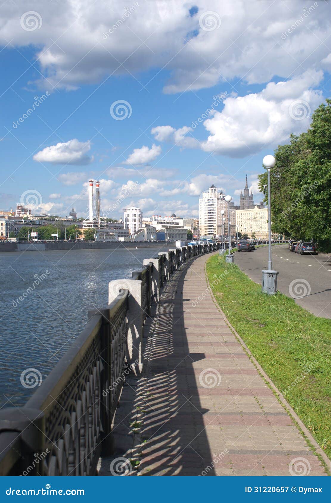 Moscow River and Embankment in Summer Day Stock Image - Image of ...