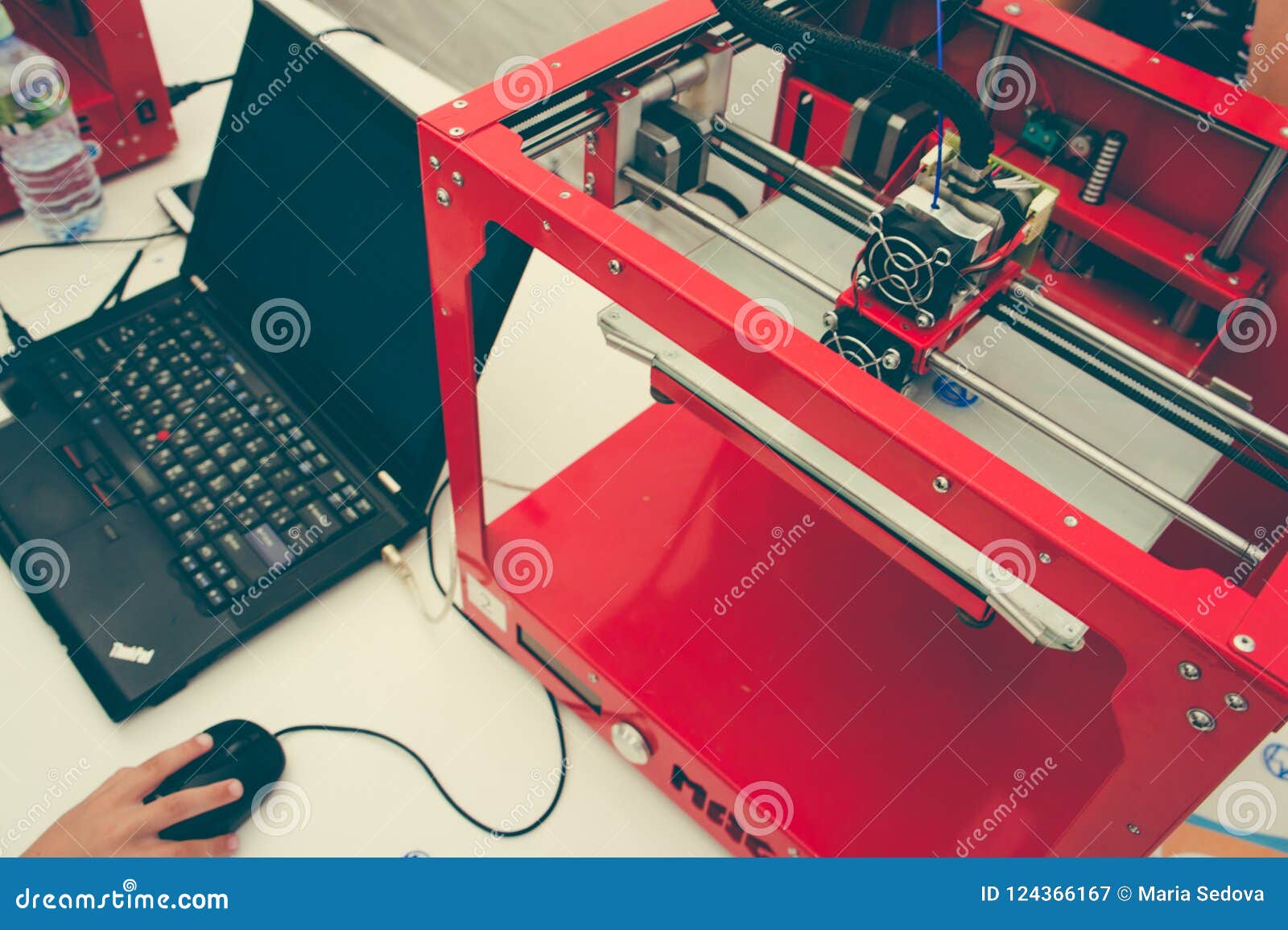 Red 3d Printer Connected To a Laptop Stock Image - Image of hardware ...