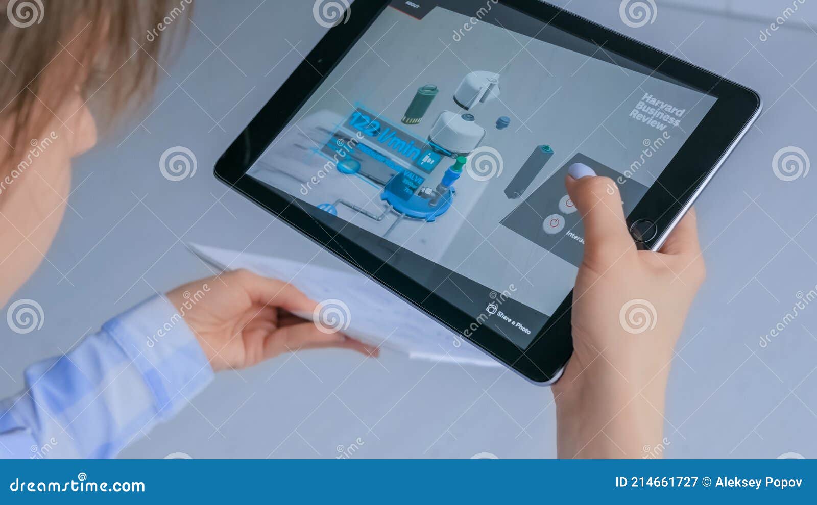 Woman Using Tablet with Augmented Reality App - Robotized Production ...