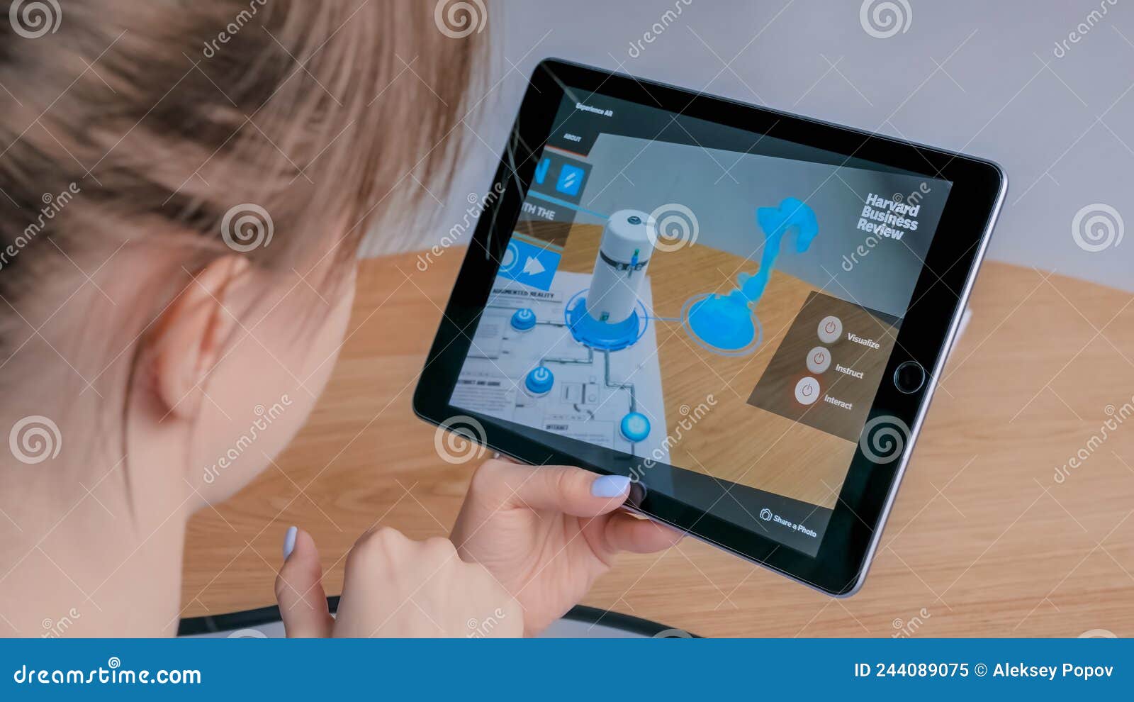 Woman Using Tablet with Augmented Reality App - Robotized Production ...