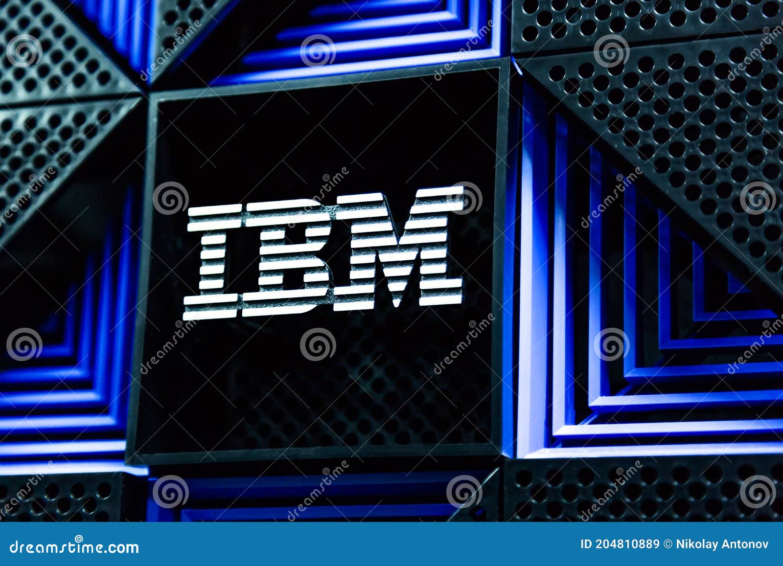 Moscow, Russia - December, 2020: IBM Logo on a Storage Rack in ...