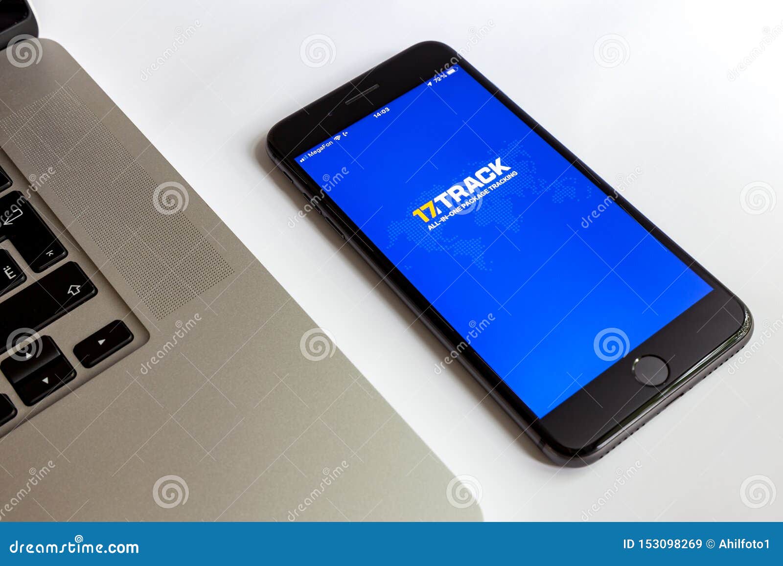 Moscow / Russia - July 13, 2019: Black IPhone 8 Plus and MacBook. on ...