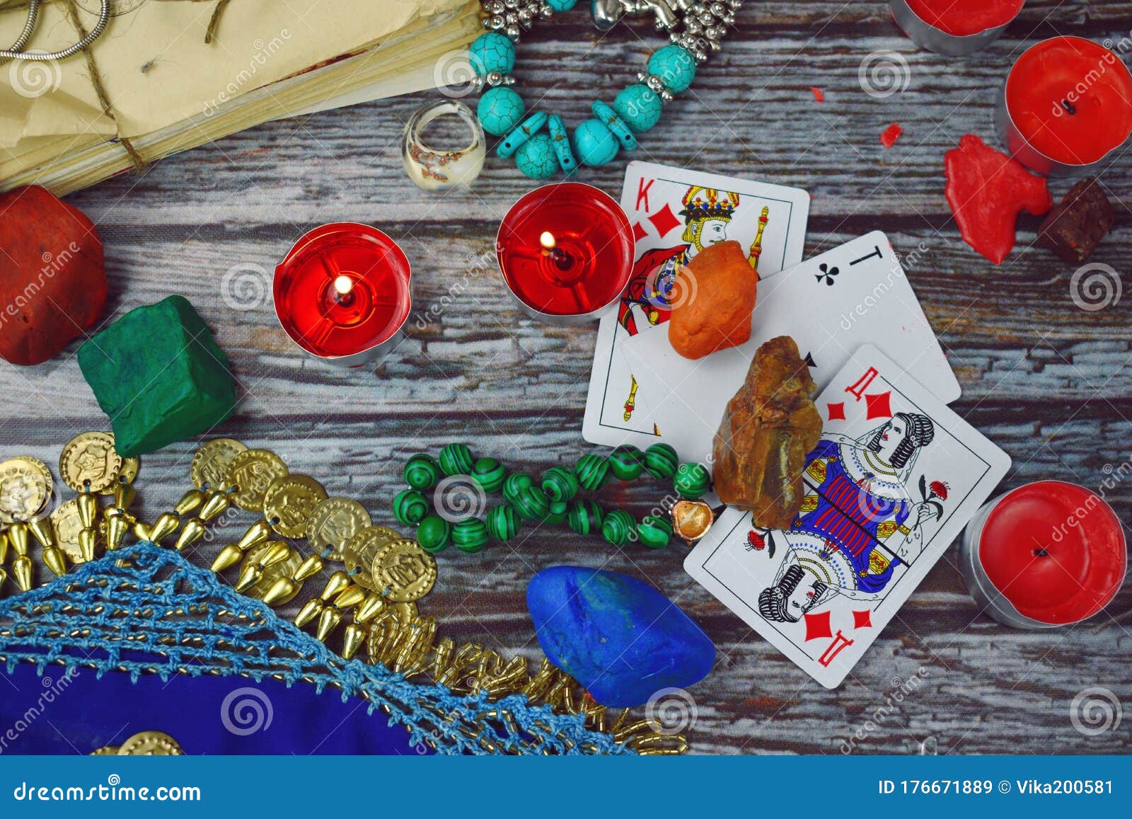 Tarot Cards Background. Playing Cards on a Wooden Table. Magic ...