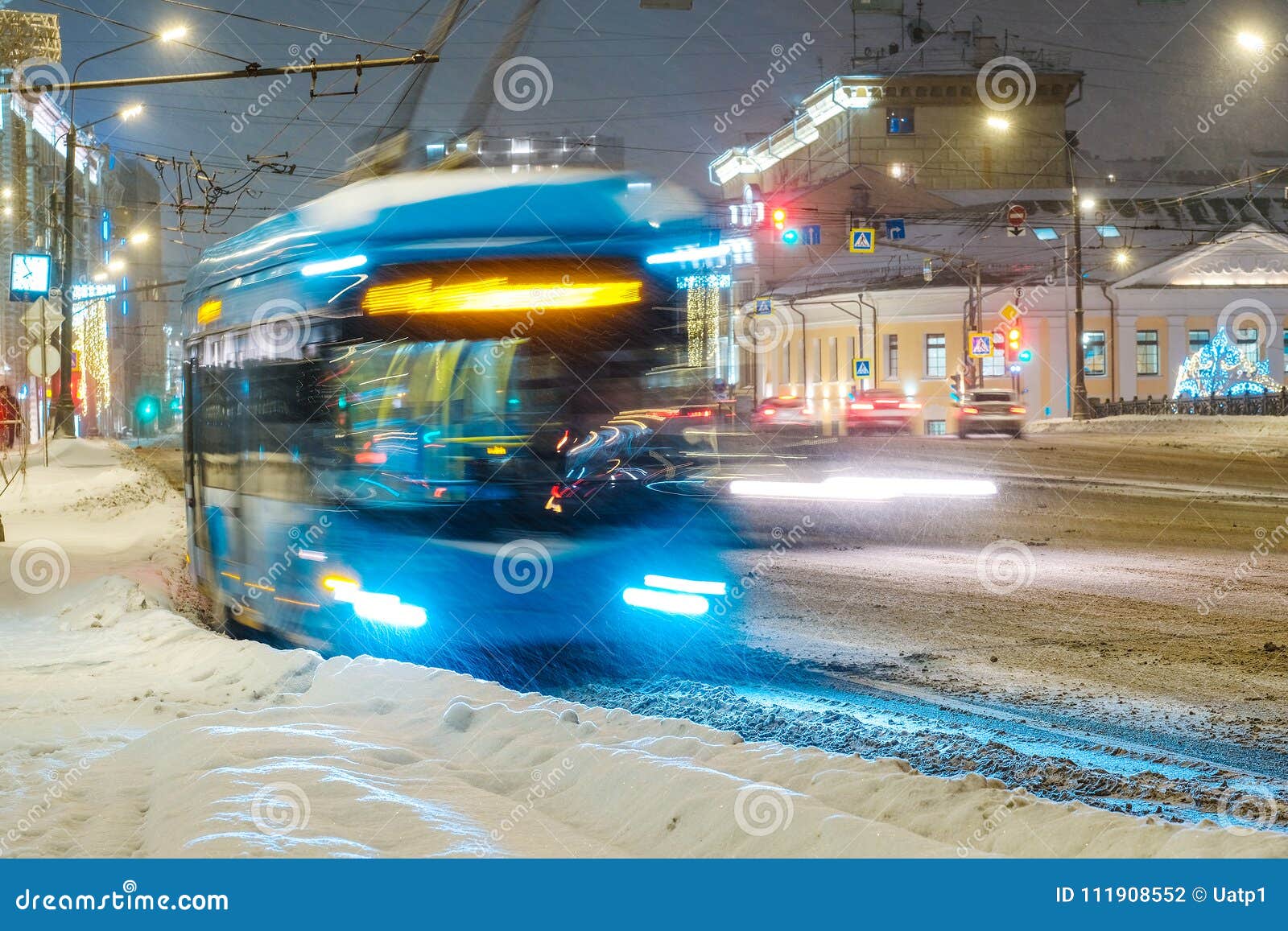 Trolley Bus in Moscow in Winter Stock Photo - Image of lines, long ...