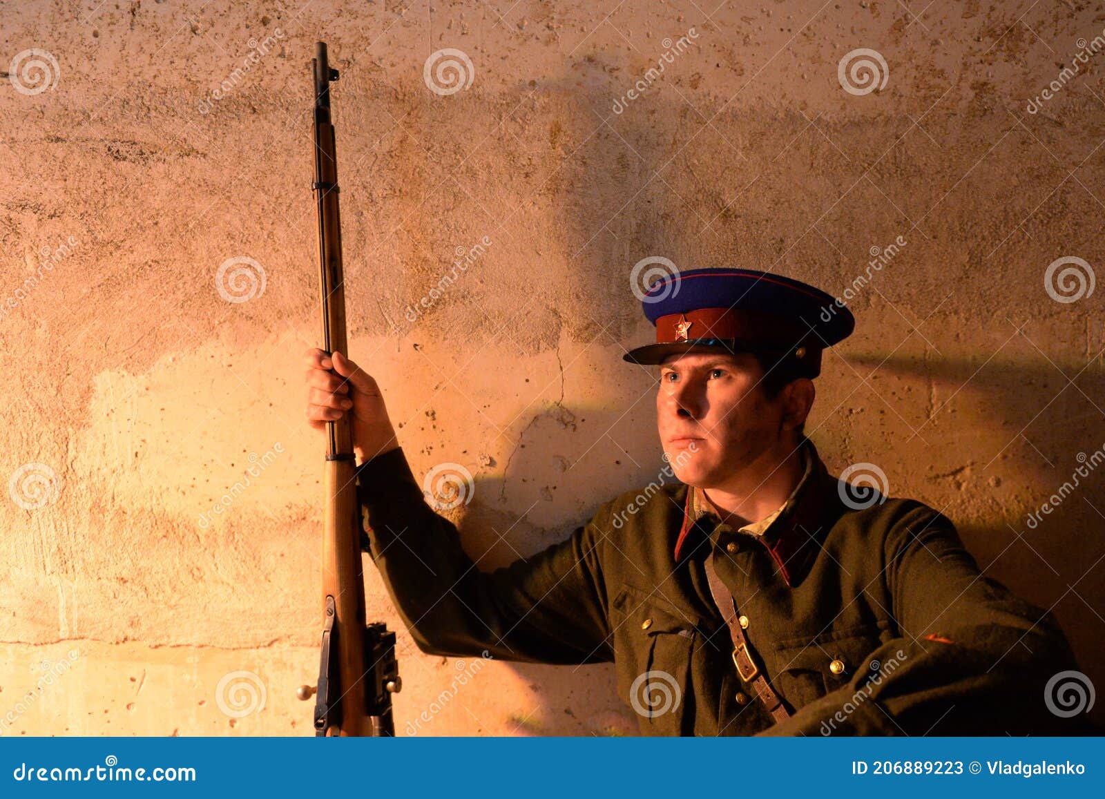 Unknown Reenactor in the Uniform of 1941 Commander of the Military Unit ...