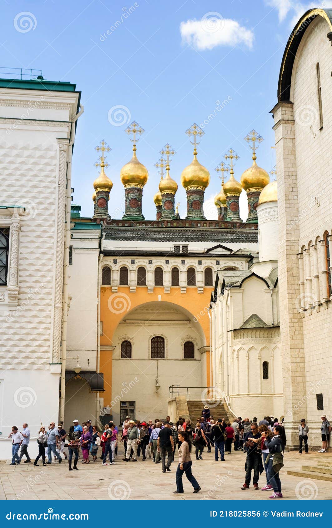 MOSCOW, RUSSIA - 06 14 2016: Tourists in Front of Terem Churches ...
