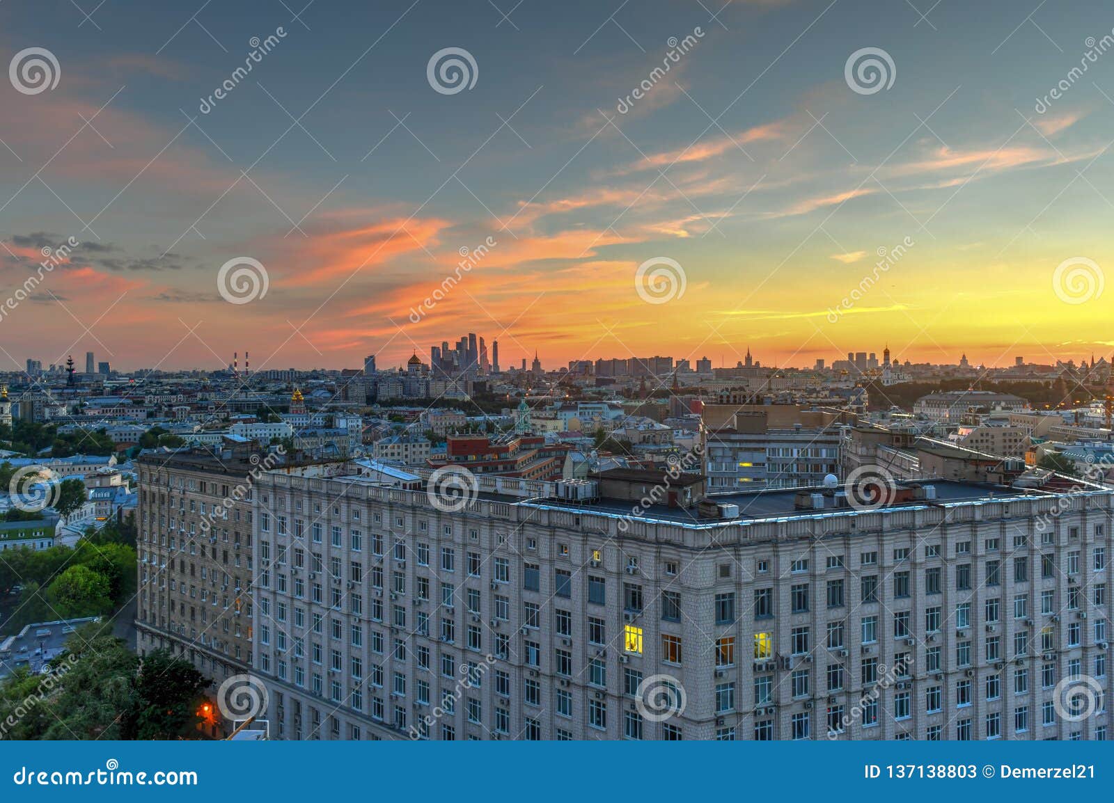 Moscow Skyline - Russia stock image. Image of aerial - 137138803