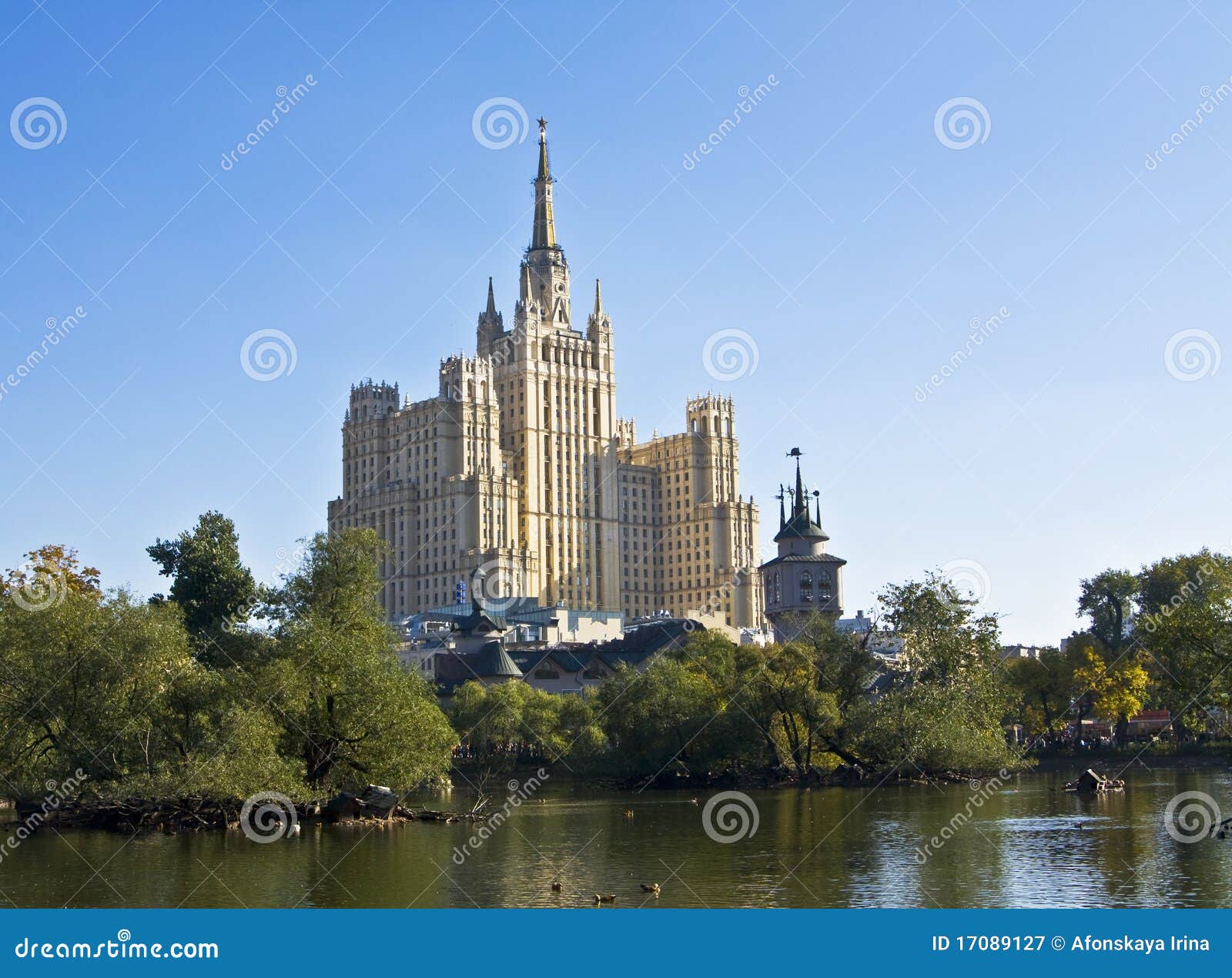 Moscow, skyscraper stock image. Image of pond, landmark - 17089127
