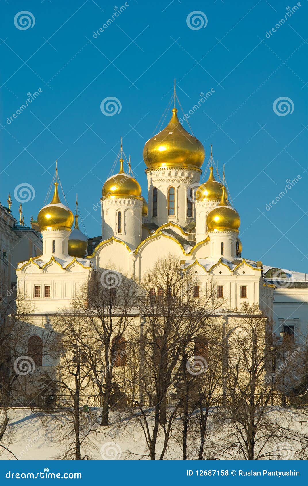 Moscow. Temple stock photo. Image of snow, golden, blue - 12687158