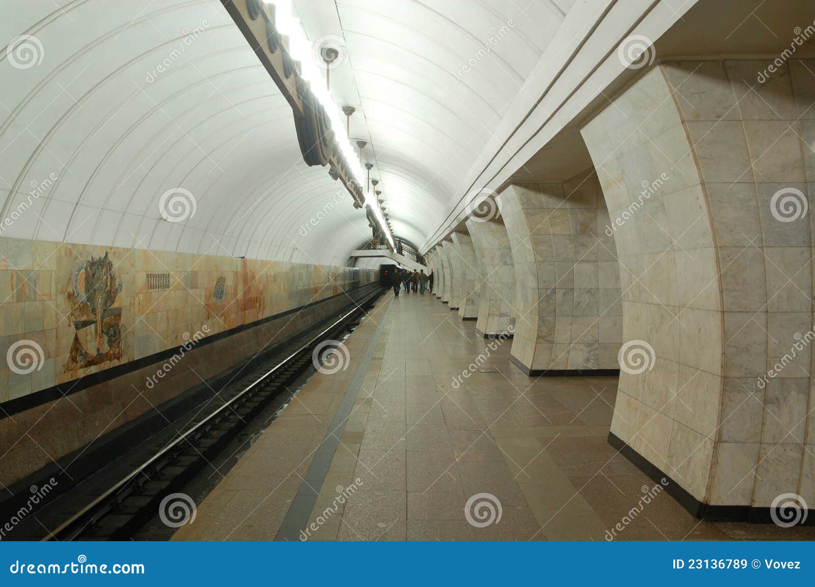 Moscow Underground, Station Chekhovskaya Stock Image - Image of subway ...