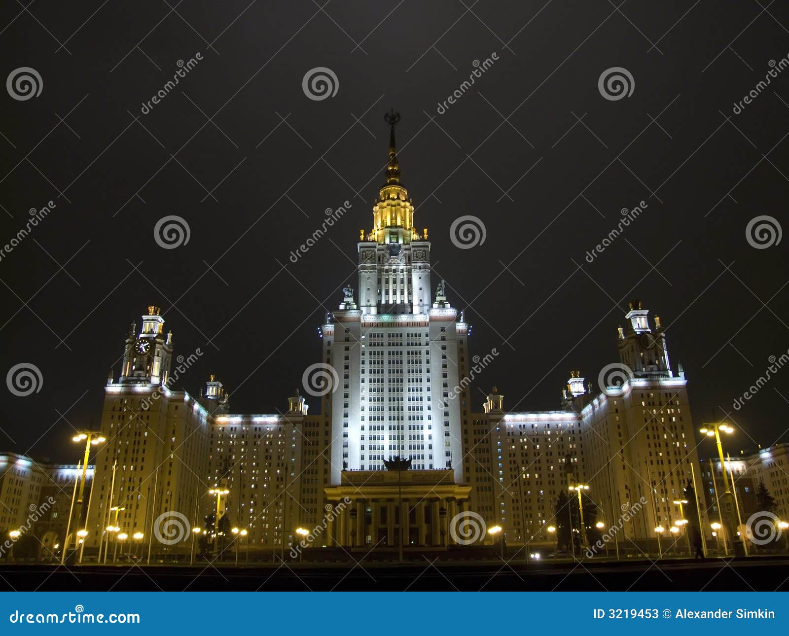 Moscow University at night stock image. Image of night - 3219453