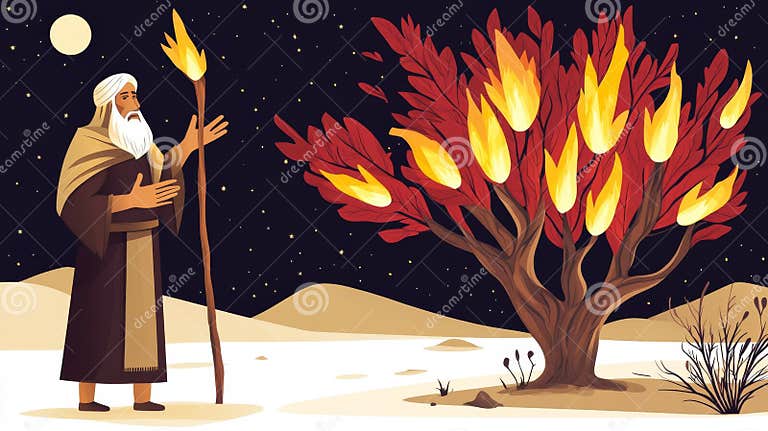 Moses and the Burning Bush. Generative AI. Stock Illustration ...