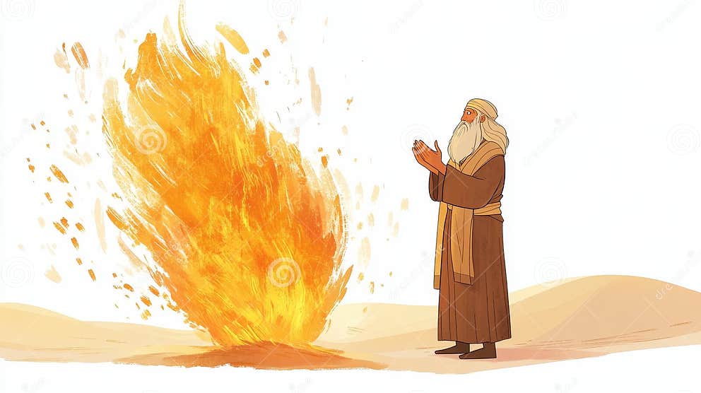 Moses and the Burning Bush. Generative AI. Stock Illustration ...