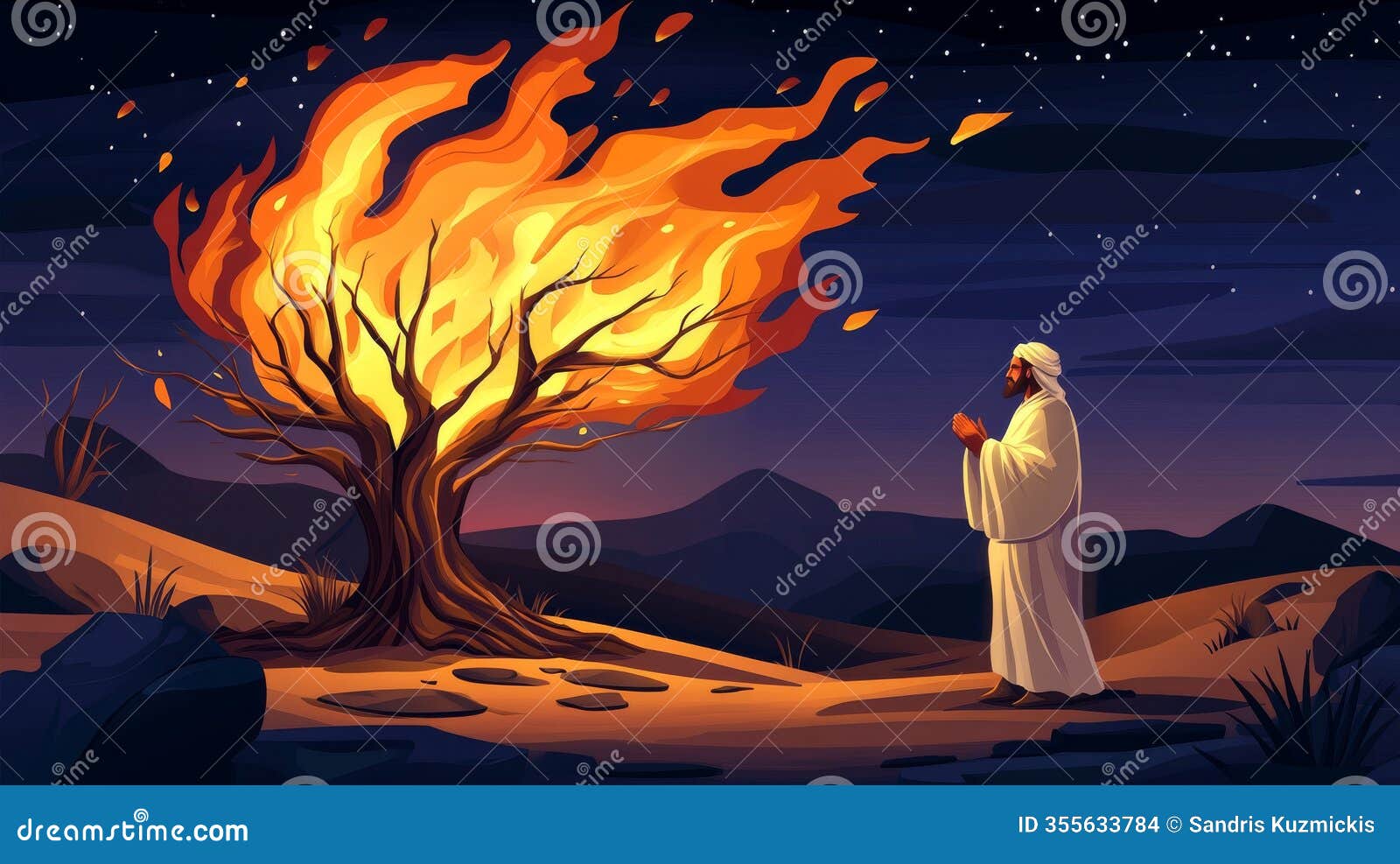 Moses and the Burning Bush. Generative AI. Stock Illustration ...