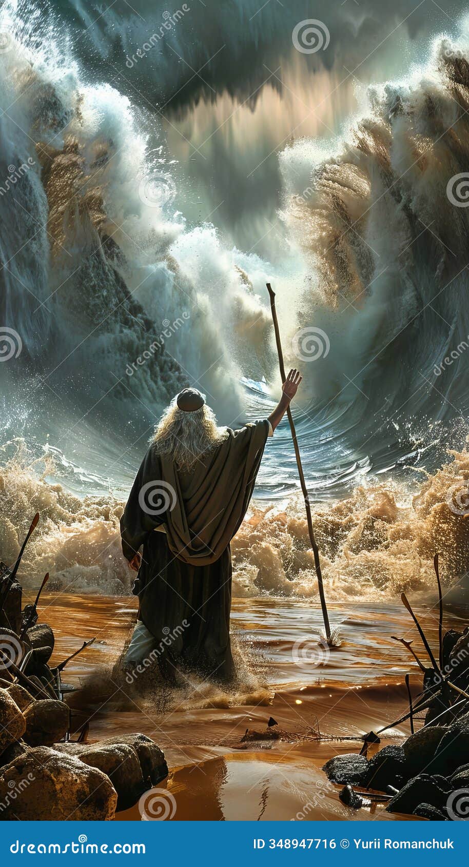 Parting Of The Red Sea Waters Is A Part Of The Biblical Exodus. Royalty ...