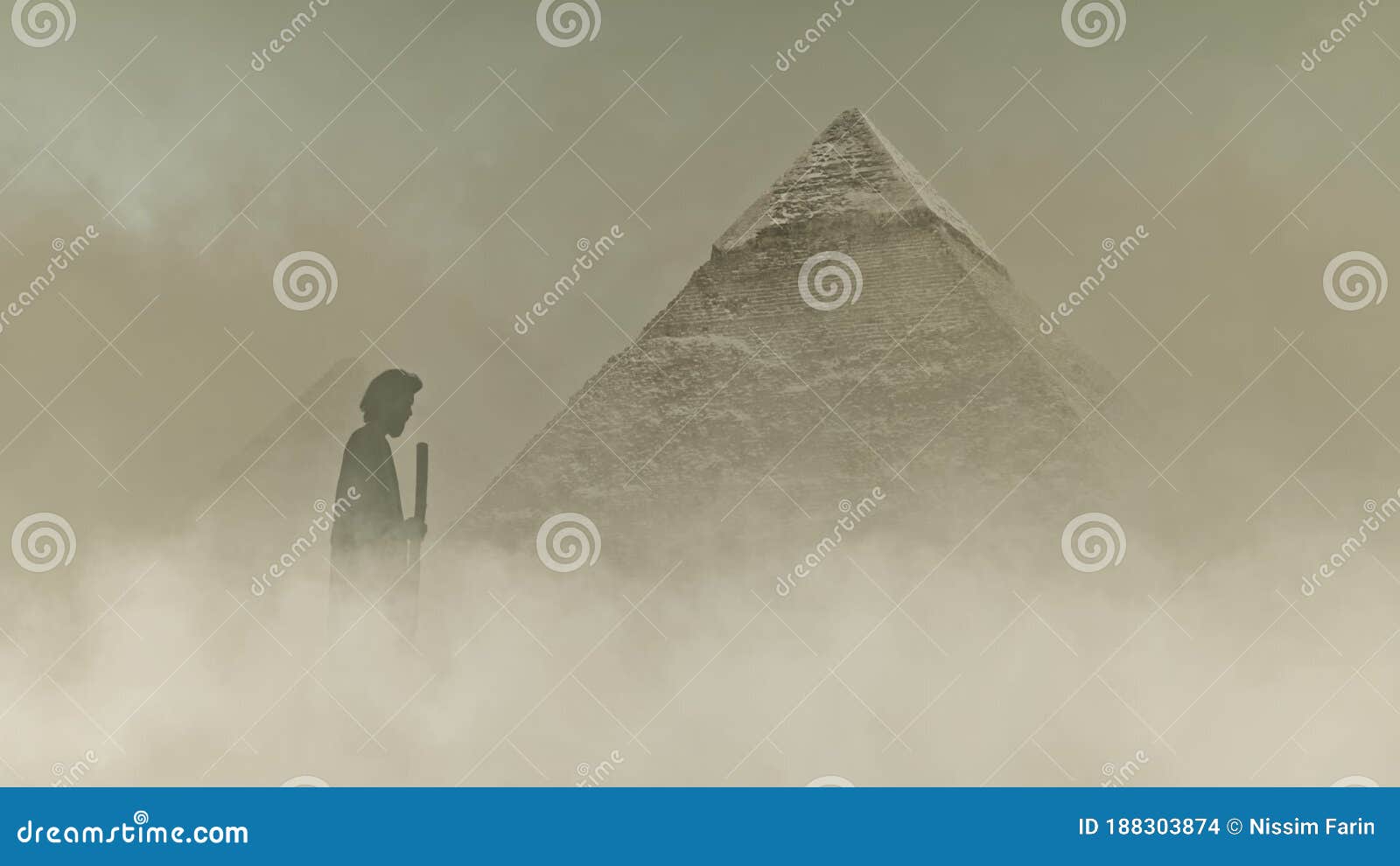 Moses and the Great Pyramid of Giza Under a Sandstorm Stock Footage ...