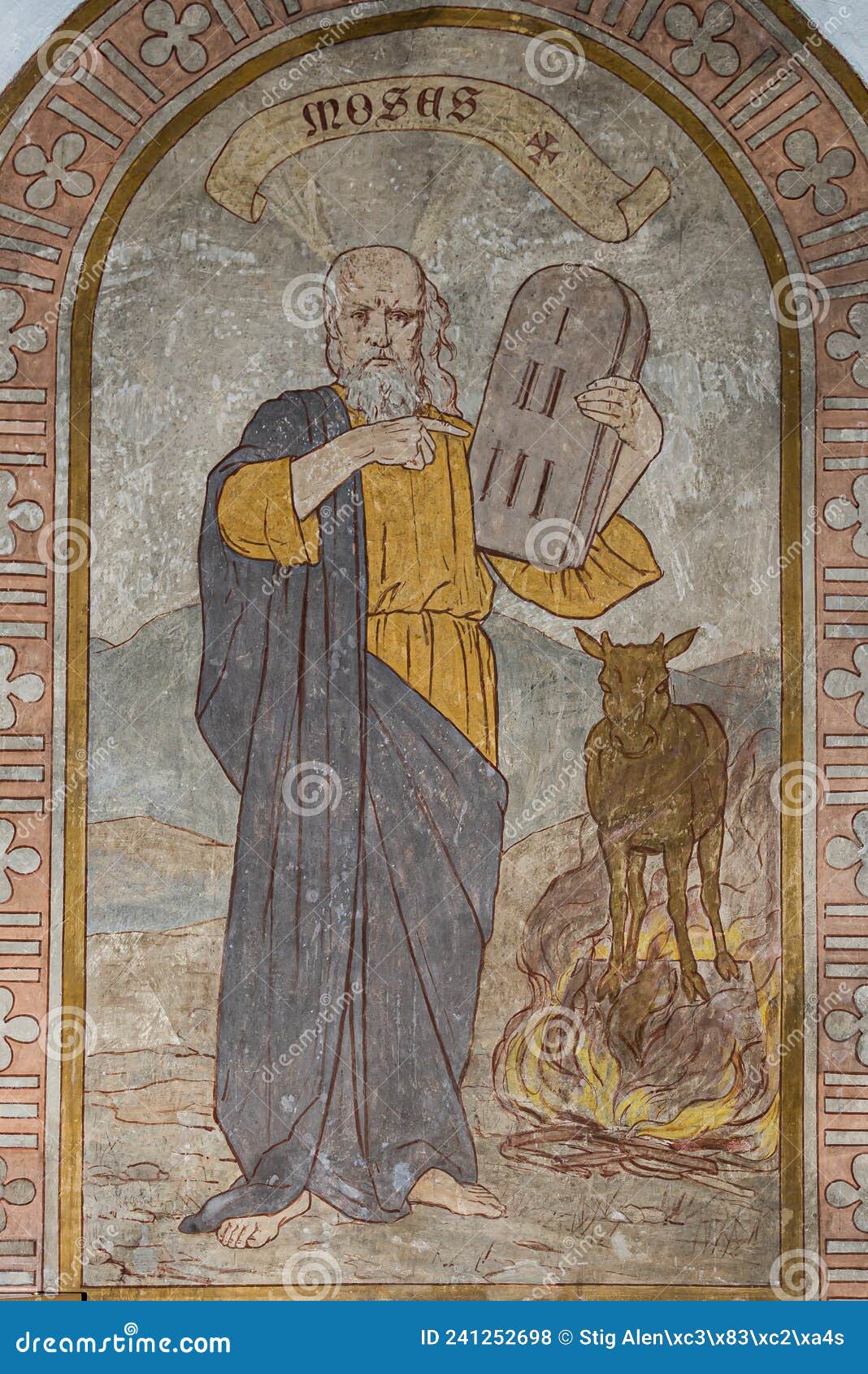 Moses Holds the First Stone Tablet of the Ten Commandments Editorial ...