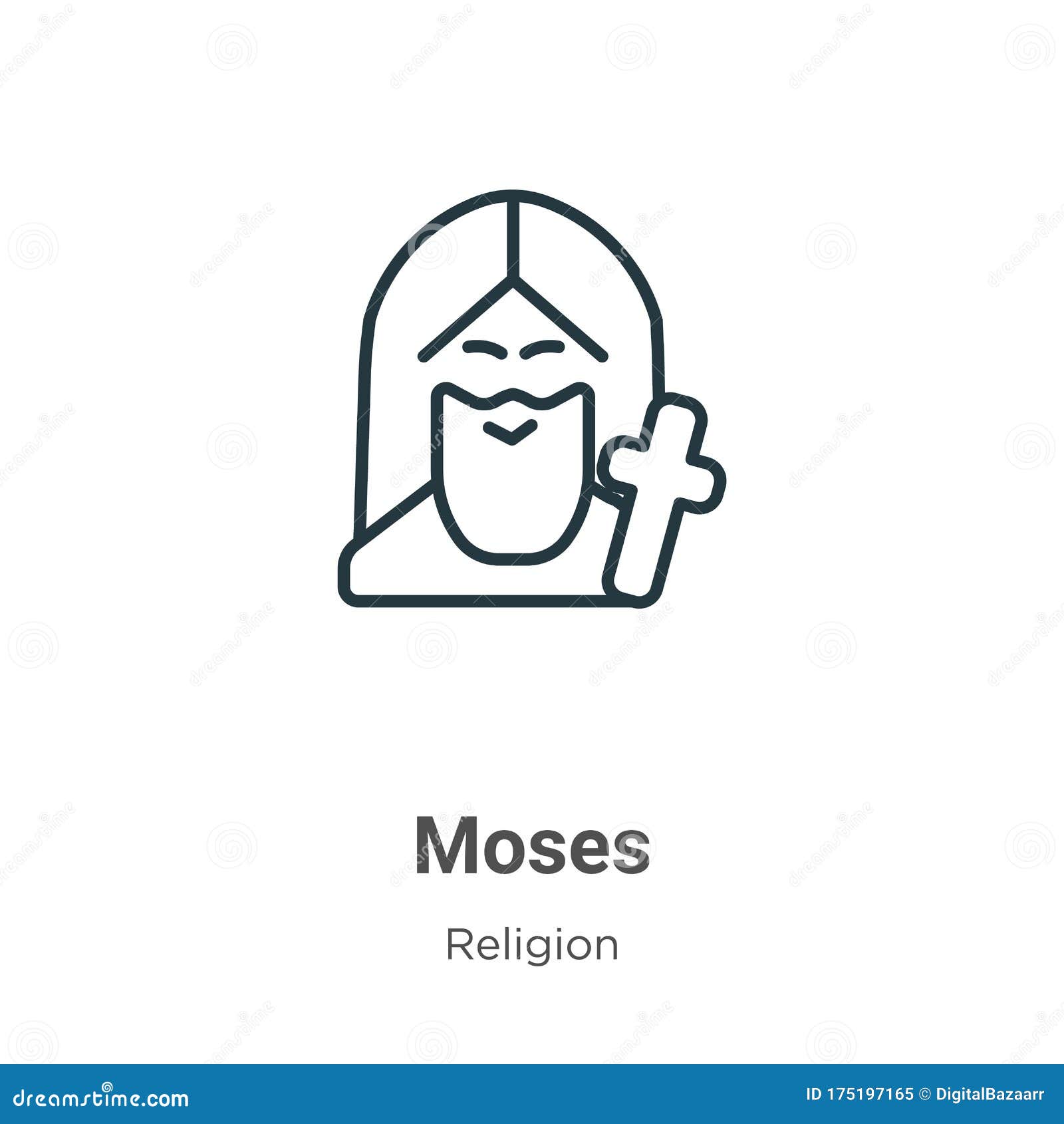 Moses Outline Vector Icon. Thin Line Black Moses Icon, Flat Vector ...