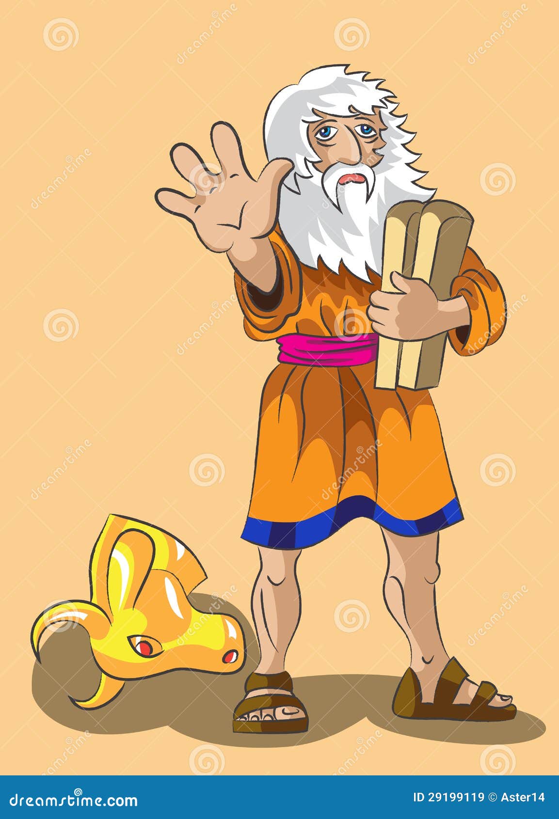 Moses Holds Tablets With Ten Commandments Standing At Sinai. Prophet ...