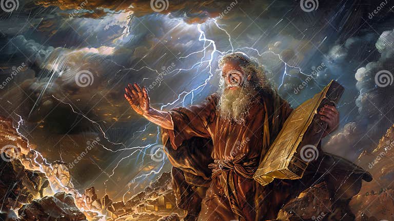 Moses Receiving the Ten Commandments on Mount Sinai, with Thunder and ... Moses Receiving the Ten Commandments on Mount Sinai, with Thunder and ...