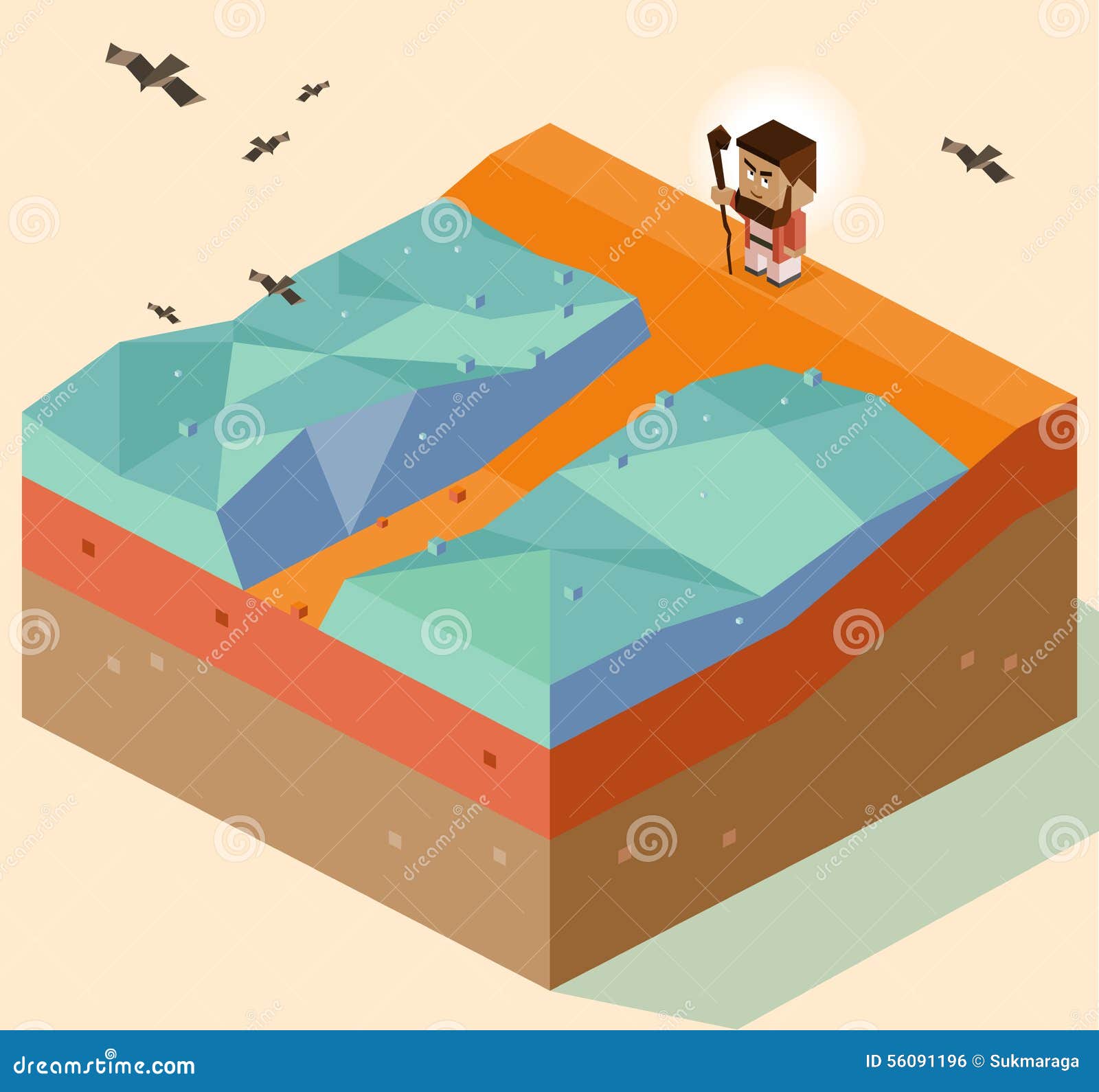 Moses split sea stock illustration. Illustration of bible - 56091196