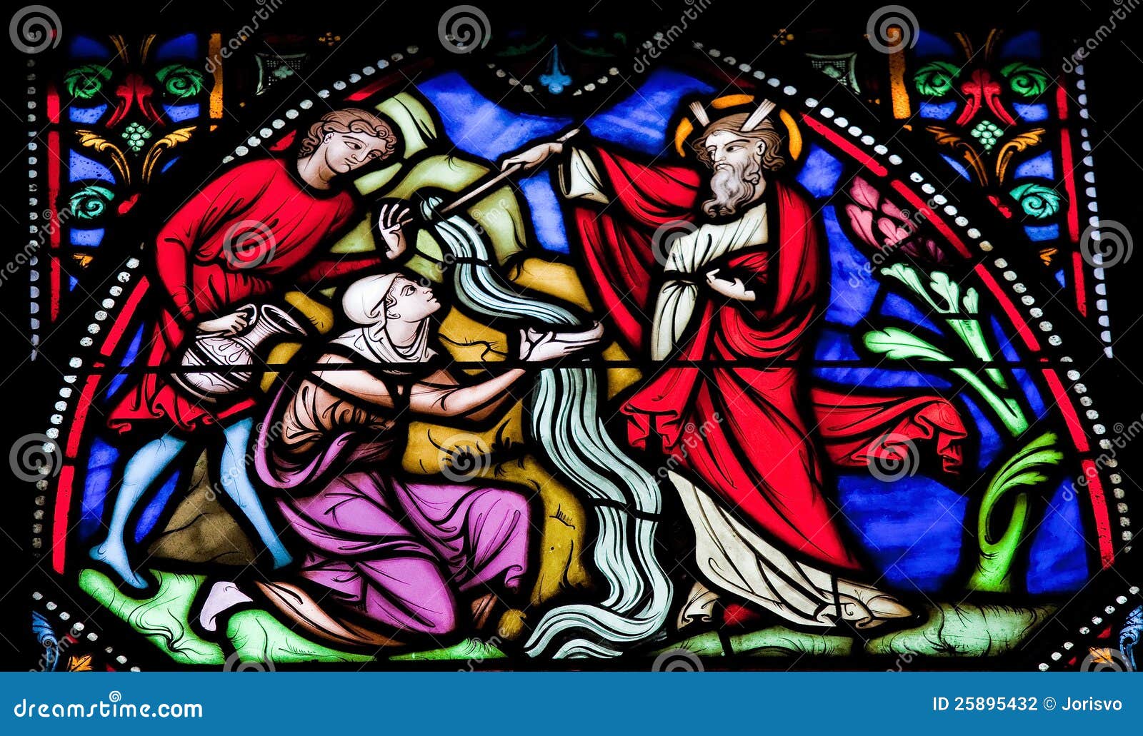 Moses Strikes Water from the Rock Stock Photo - Image of catholic ...