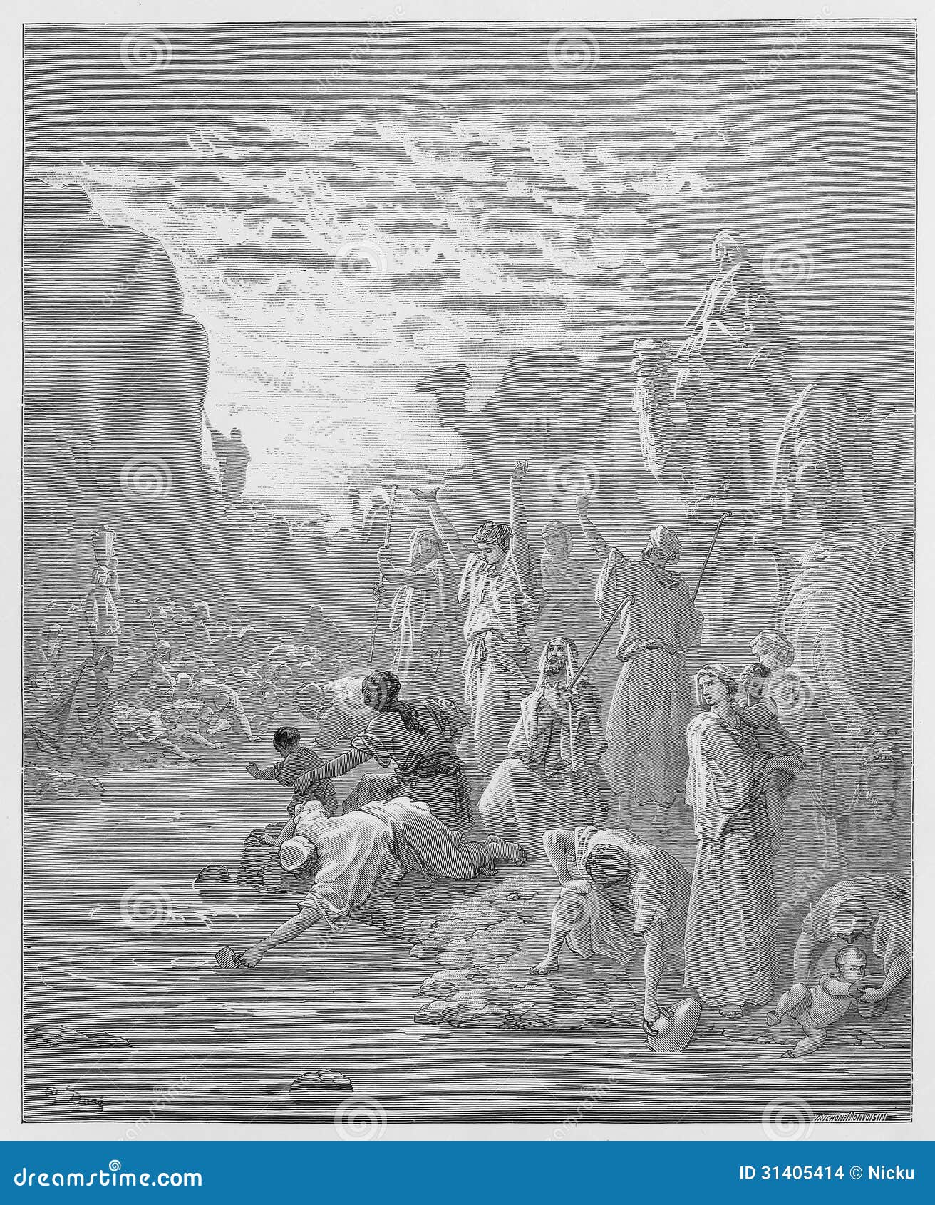 Moses Striking the Rock in Horeb Editorial Stock Image - Illustration ...