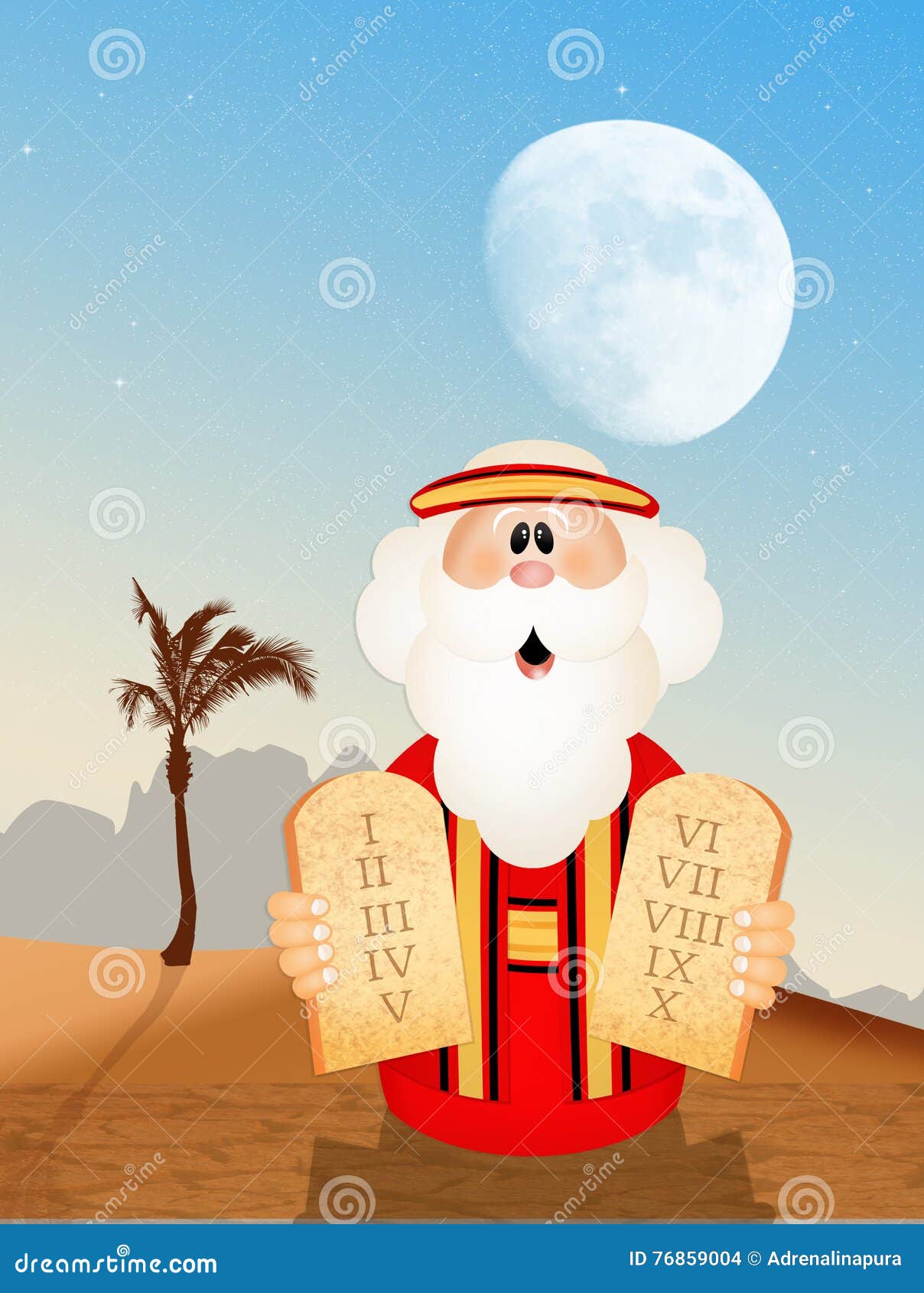 Moses with Tables of the Ten Commandments Stock Illustration ...