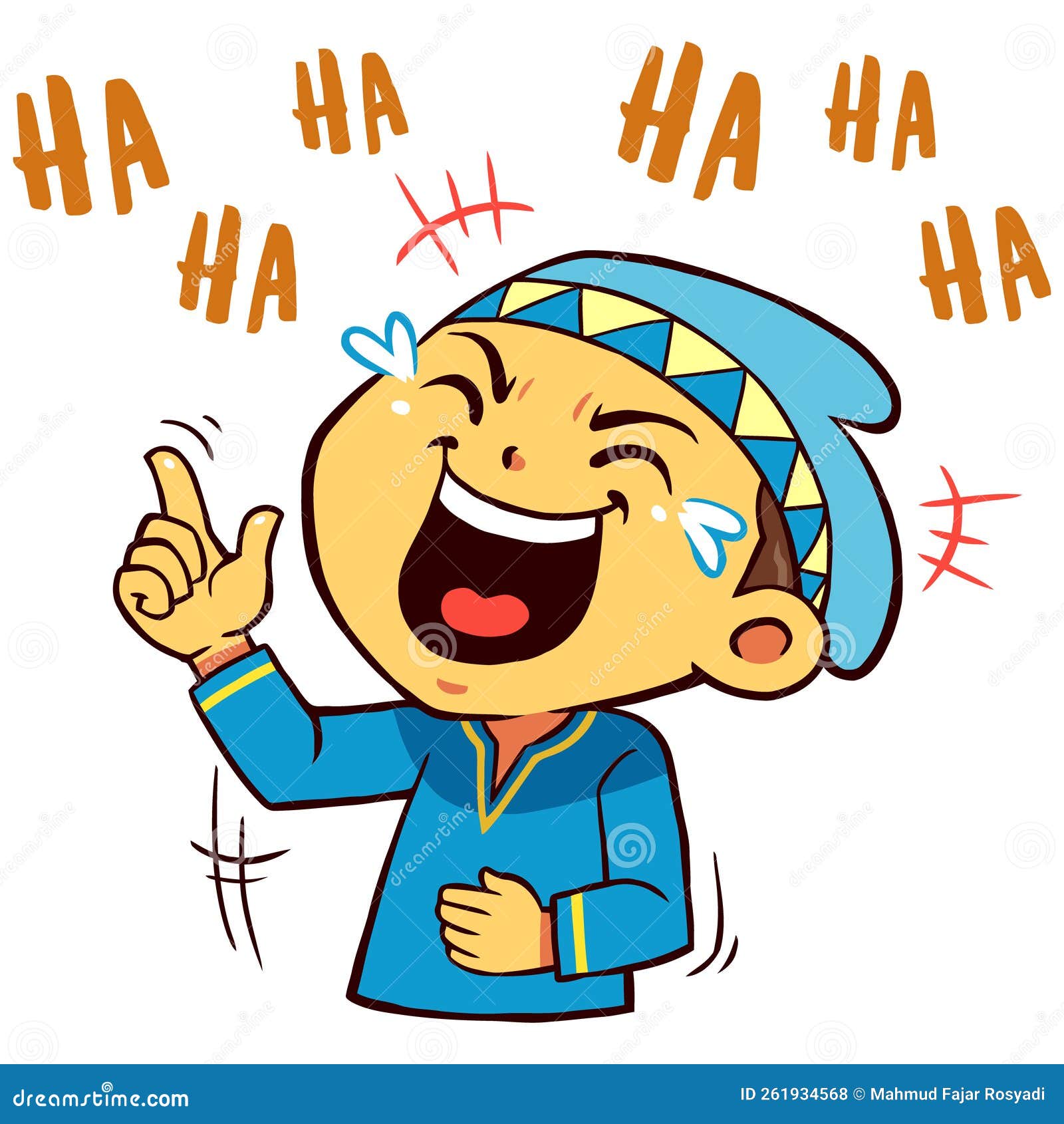 Moslem Boy Character Pose Laughing so Hard Stock Illustration ...